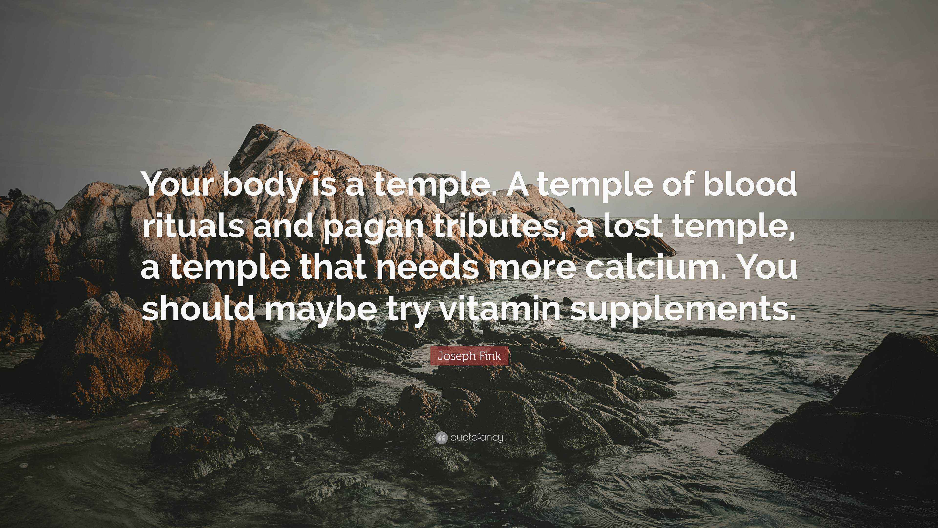 Joseph Fink Quote: “Your body is a temple. A temple of blood rituals ...