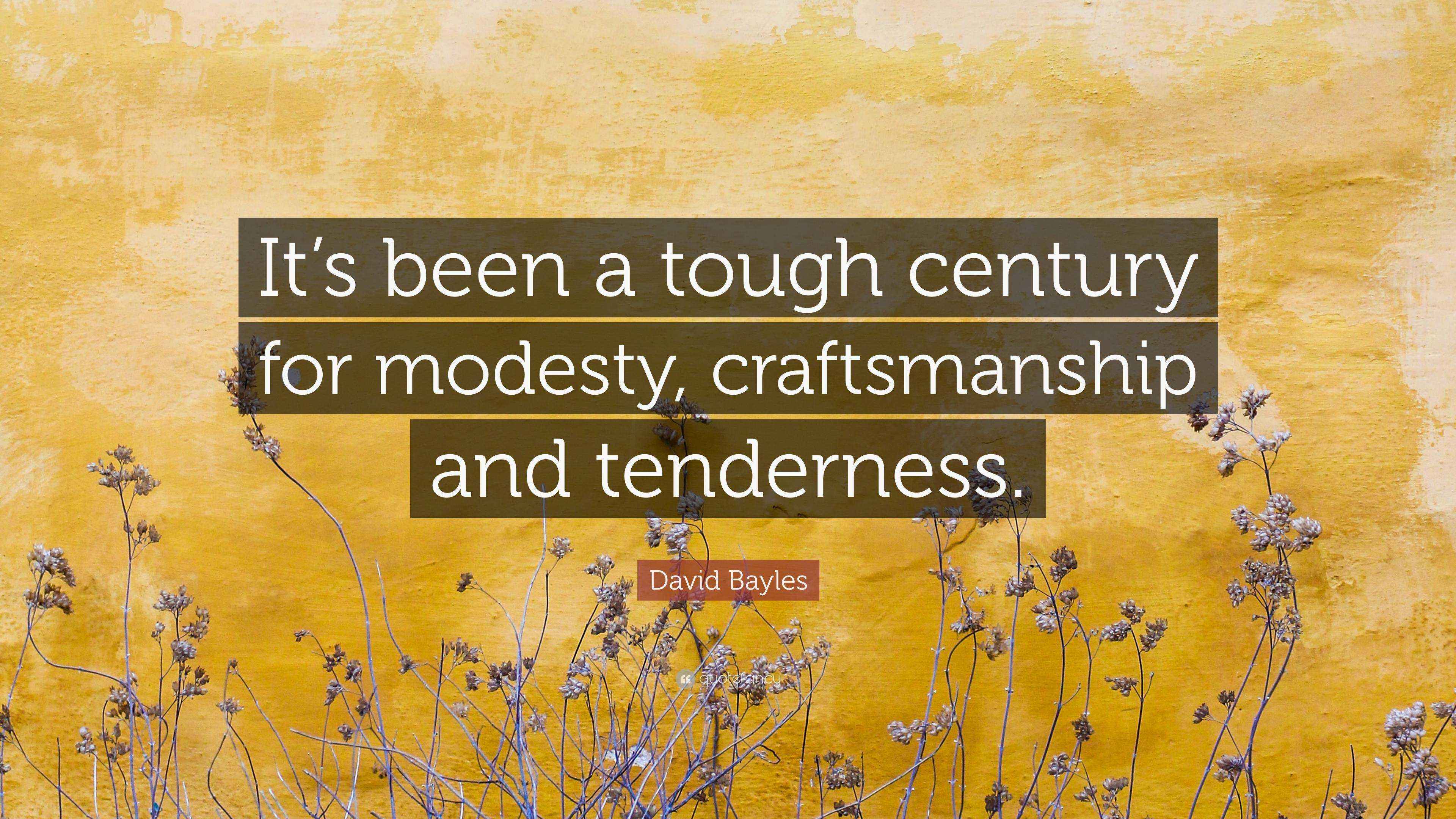 David Bayles Quote: “It’s been a tough century for modesty ...