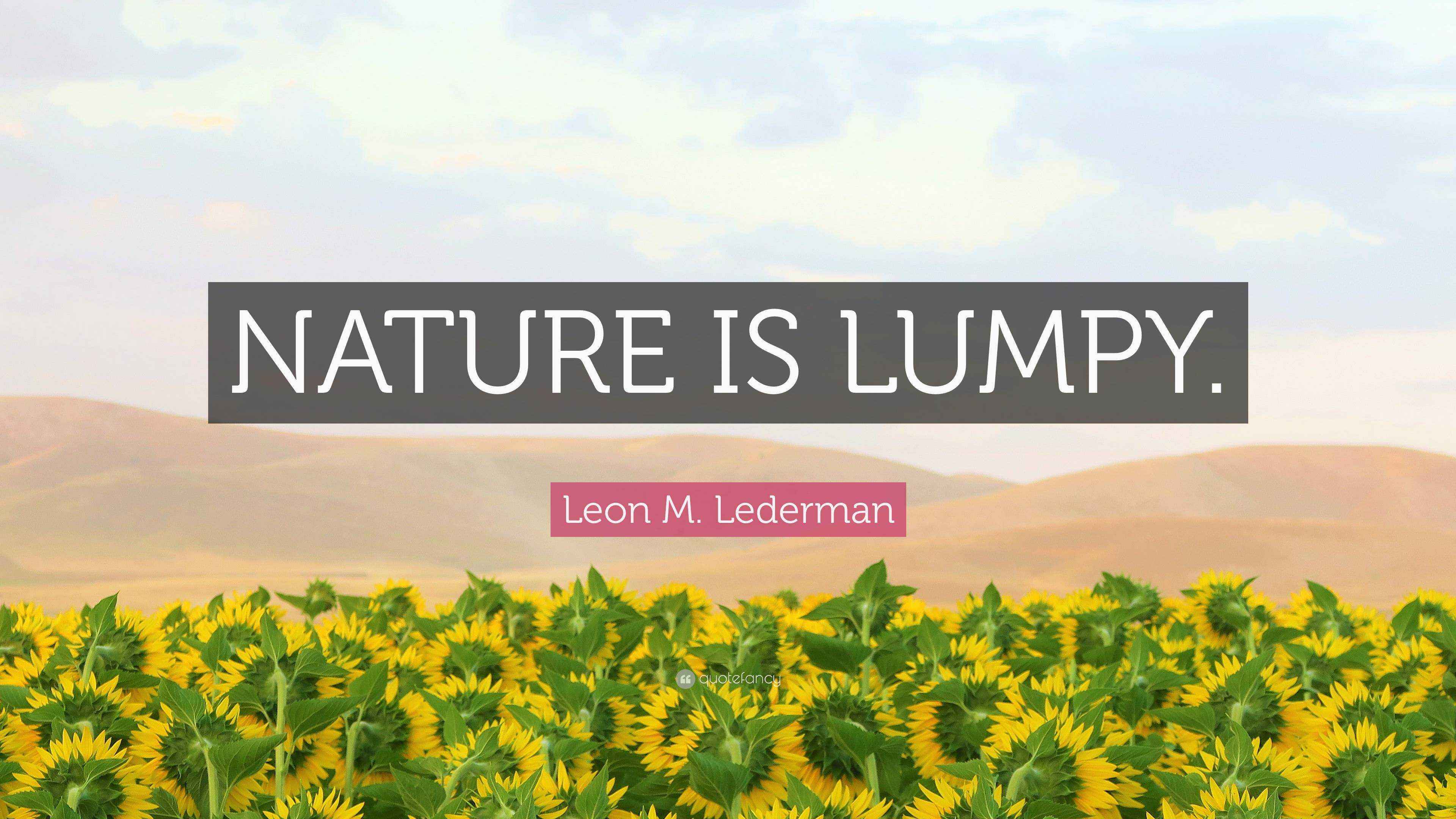 Leon M. Lederman Quote: “NATURE IS LUMPY.”