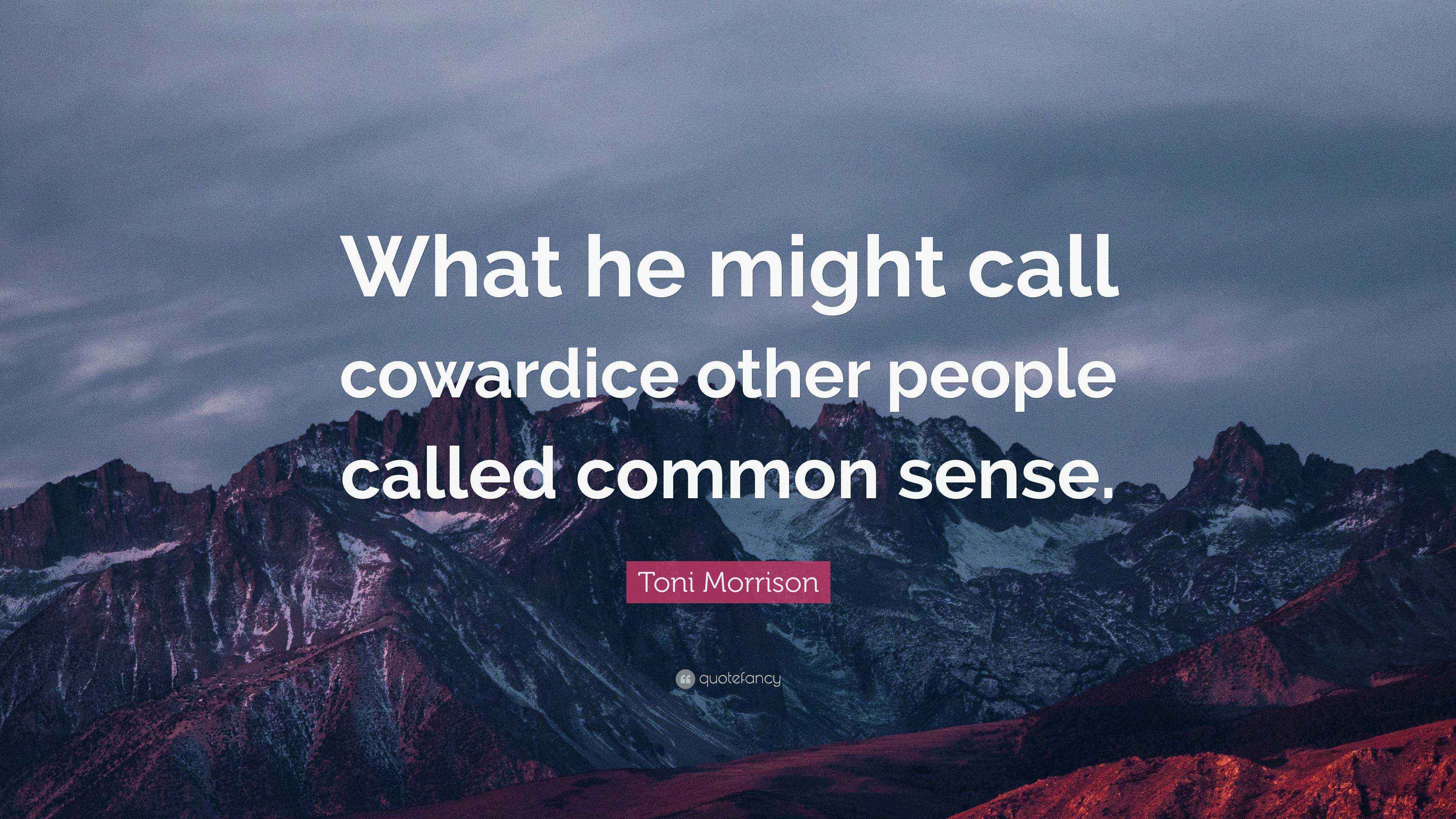 Toni Morrison Quote: “What he might call cowardice other people called ...
