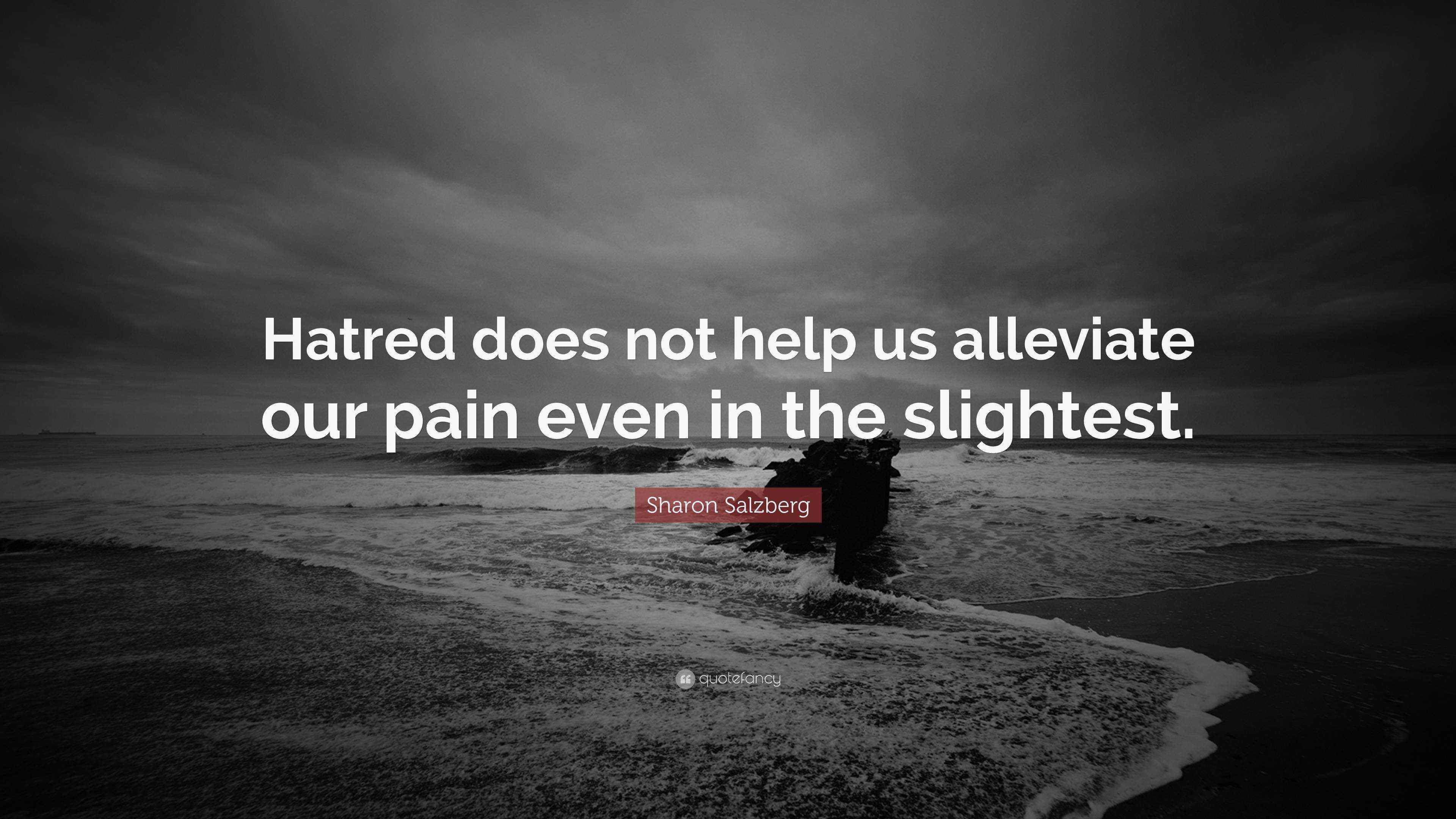 Sharon Salzberg Quote: “Hatred does not help us alleviate our pain even ...