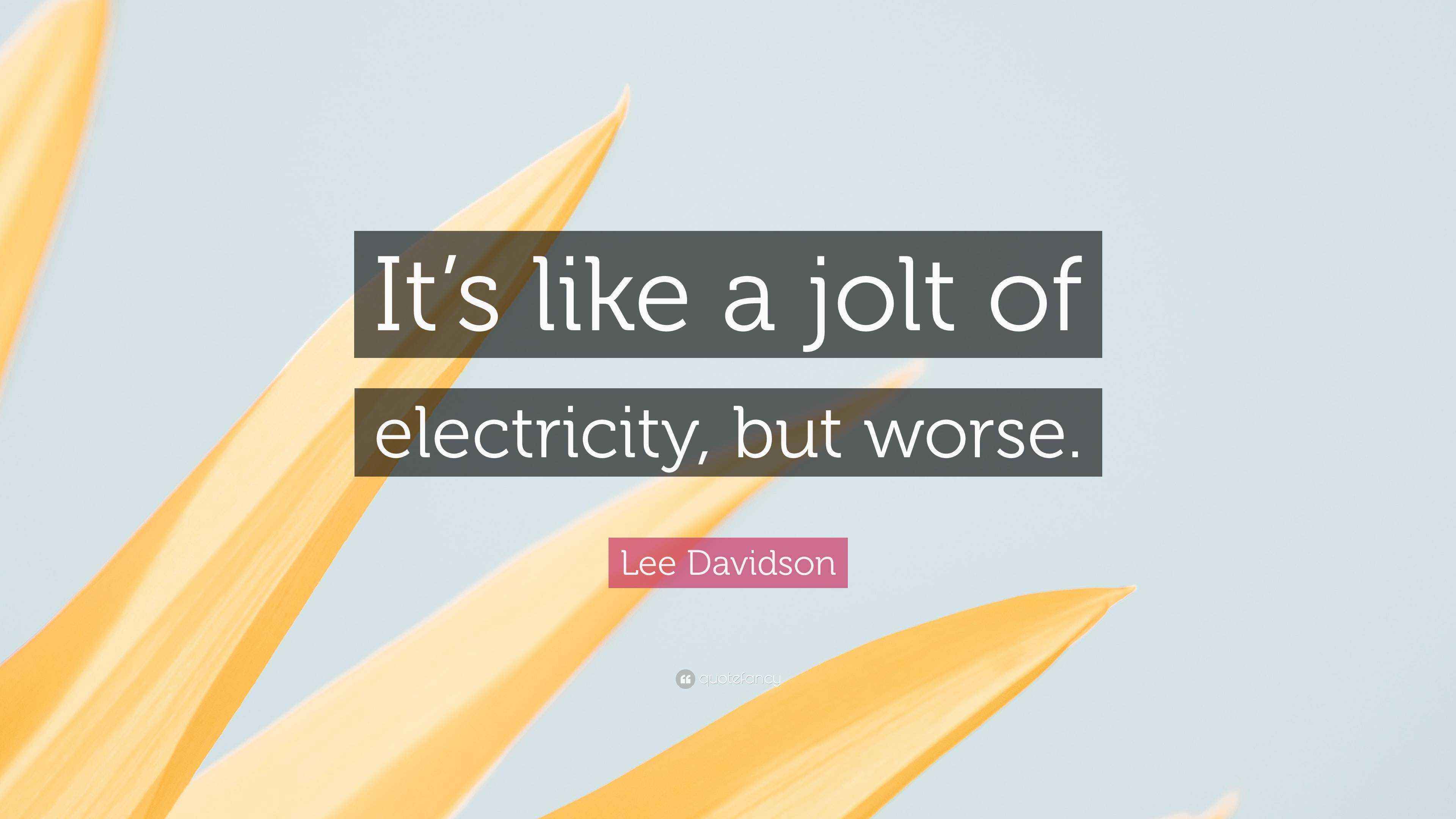 Lee Davidson Quote: “It’s like a jolt of electricity, but worse.”