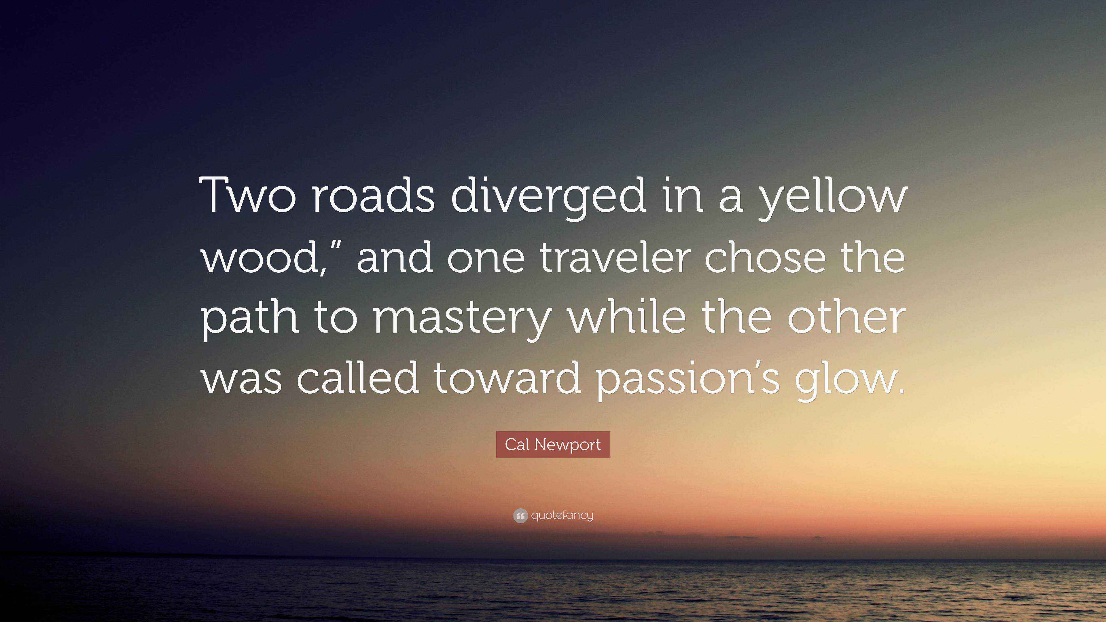 Cal Newport Quote: “Two roads diverged in a yellow wood,” and one ...