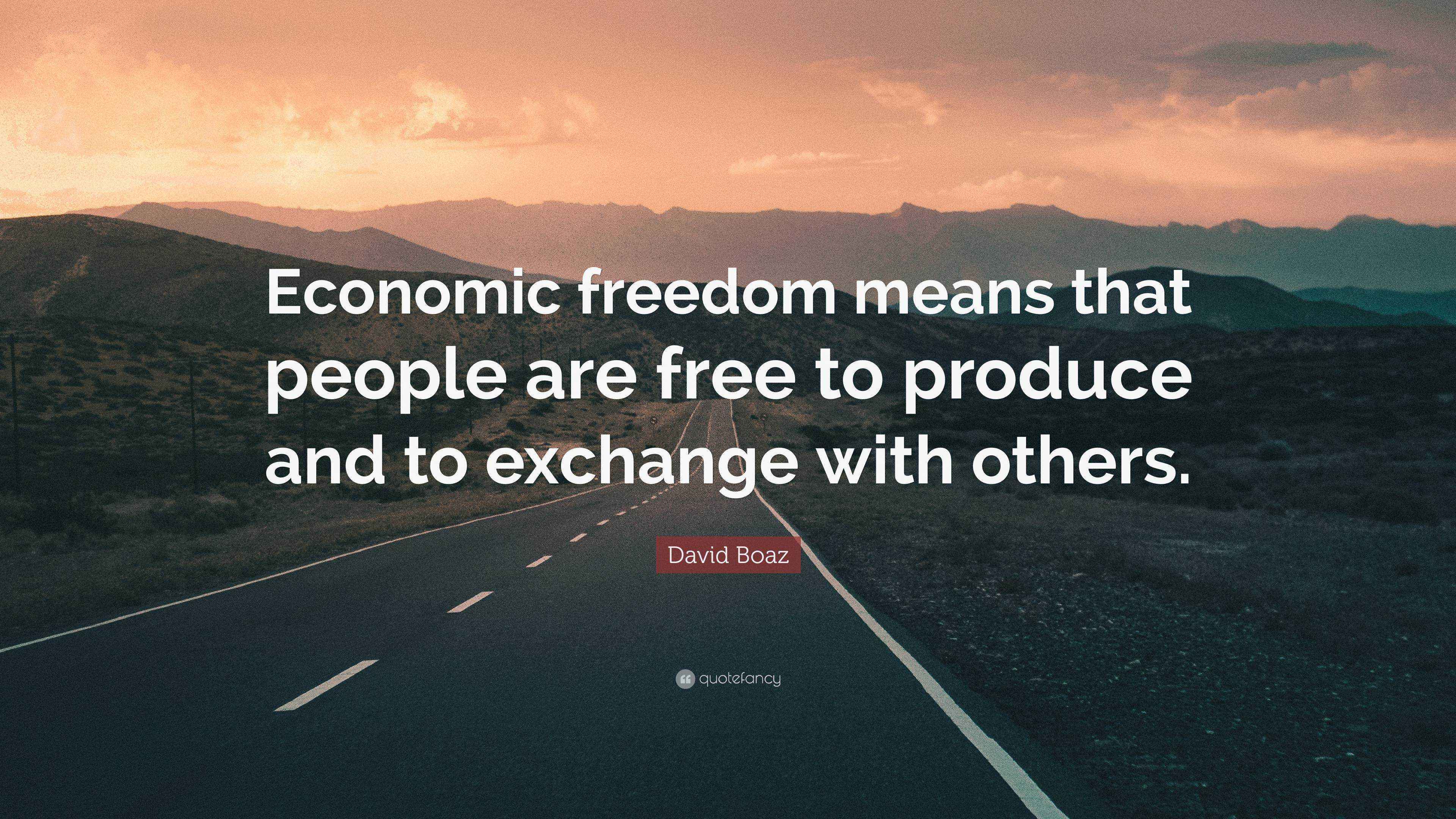 David Boaz Quote: “Economic freedom means that people are free to ...
