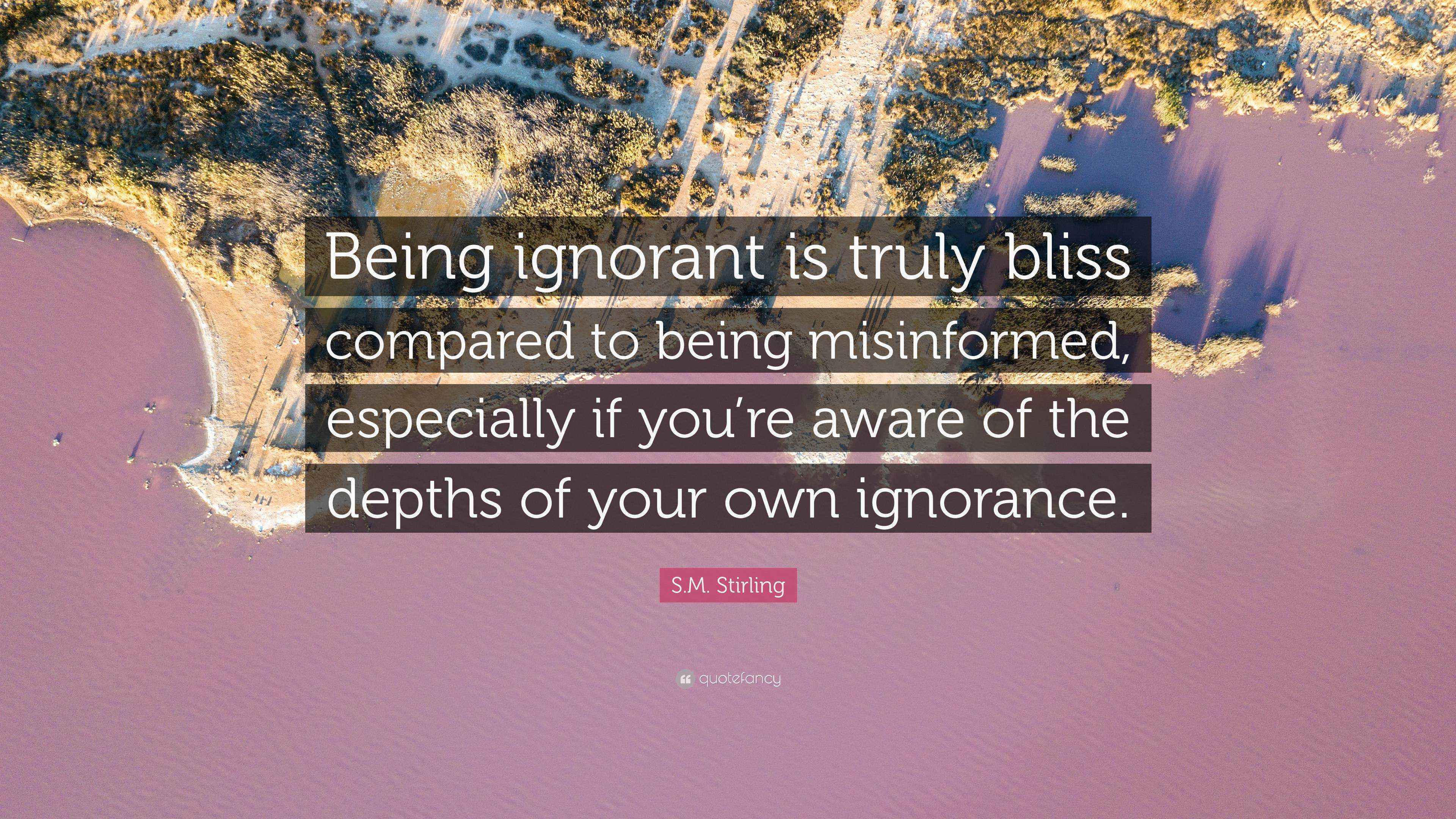 S.M. Stirling Quote: “Being ignorant is truly bliss compared to being ...