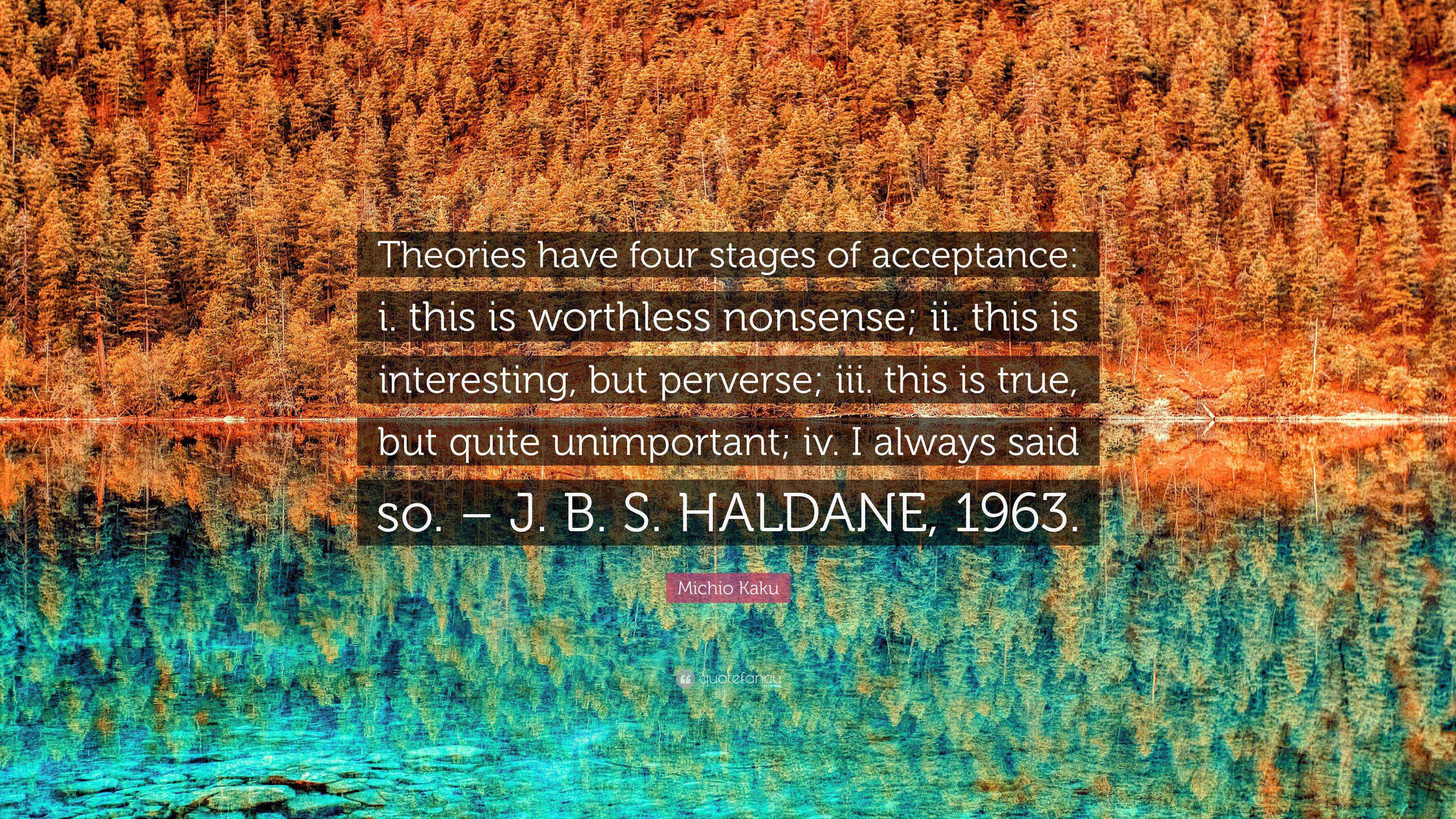 Michio Kaku Quote: “Theories have four stages of acceptance: i. this is ...