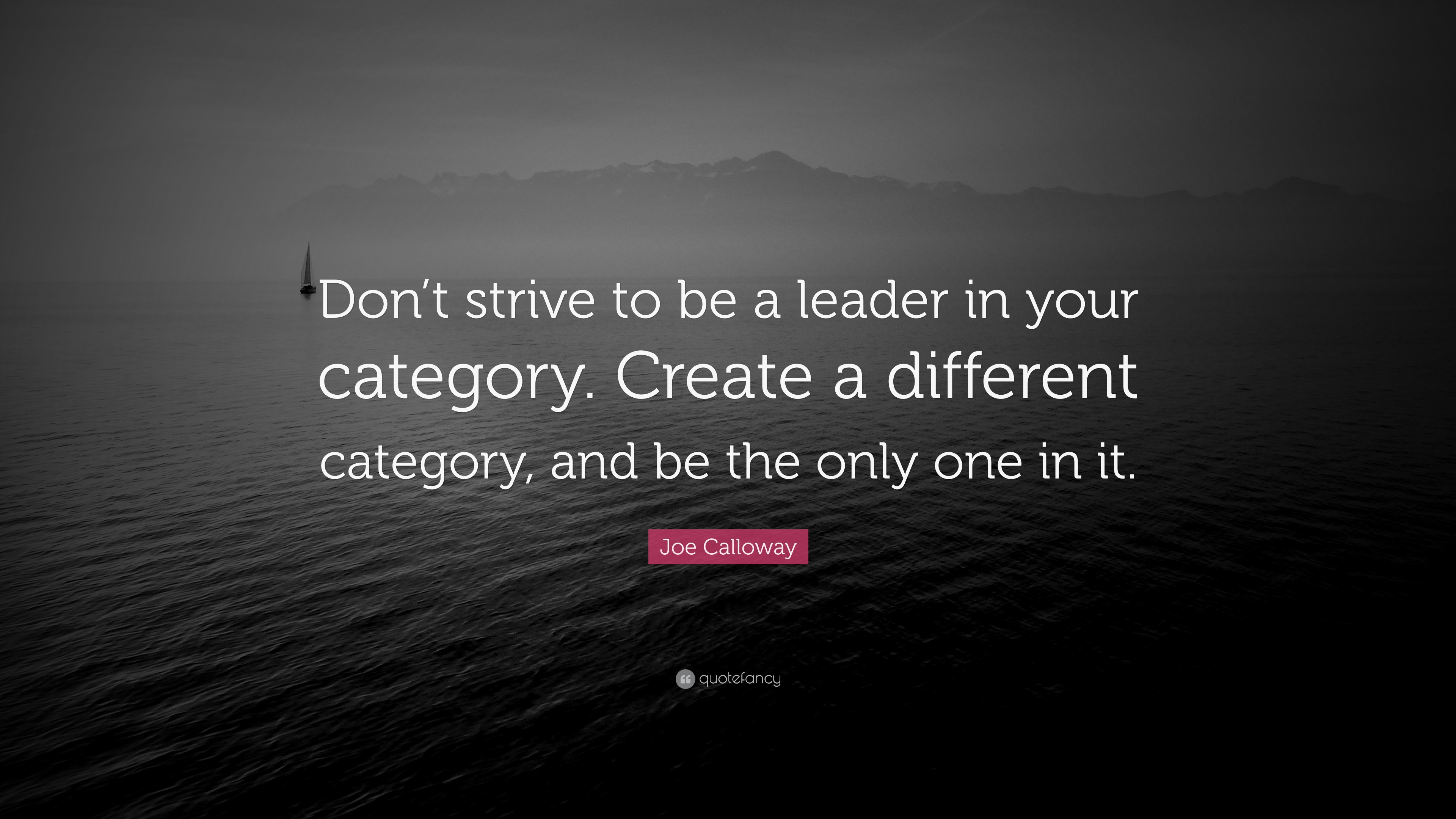 Joe Calloway Quote: “Don’t strive to be a leader in your category ...