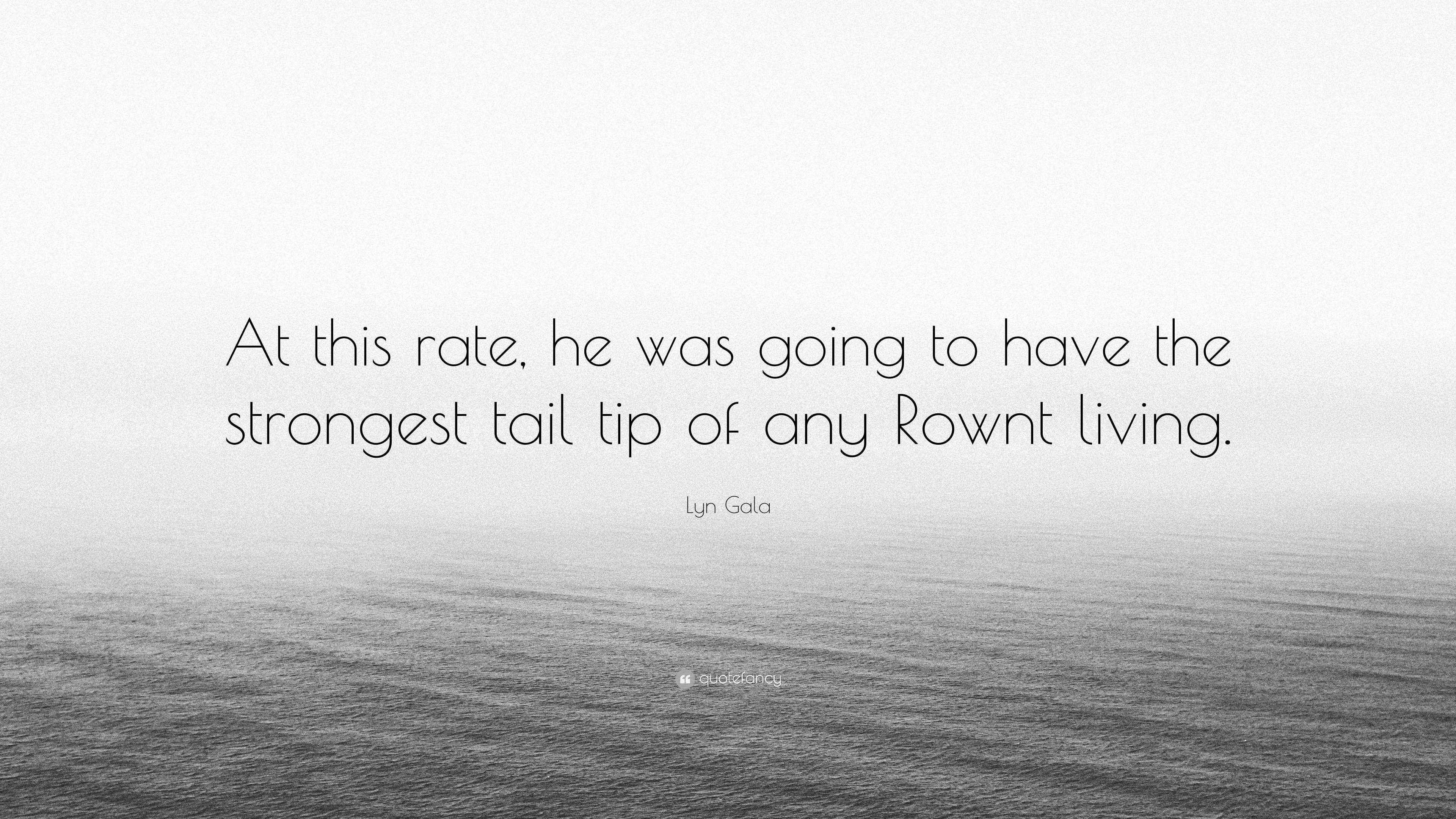 Lyn Gala Quote: “At this rate, he was going to have the strongest tail ...
