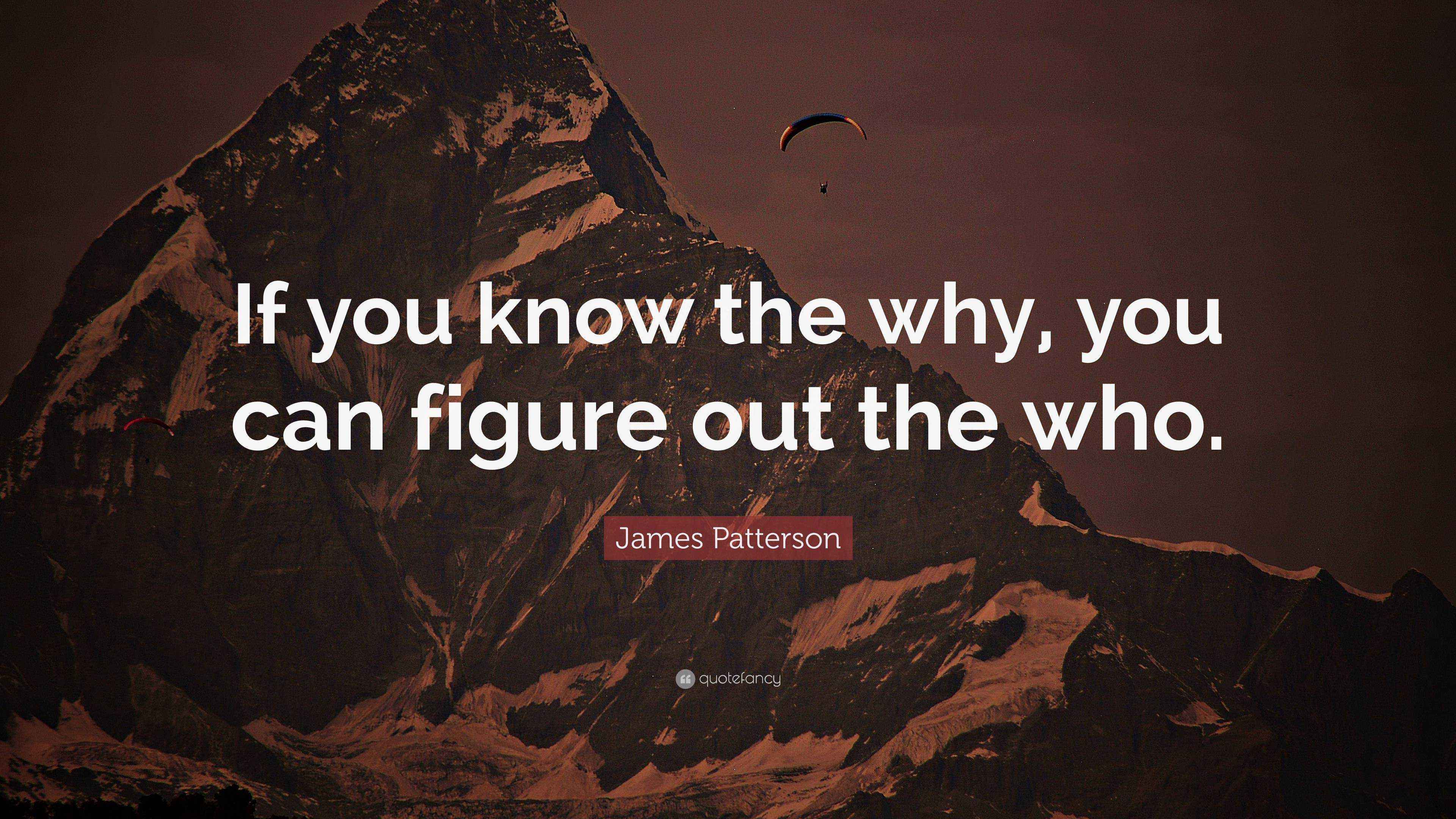 James Patterson Quote: “If you know the why, you can figure out the who.”