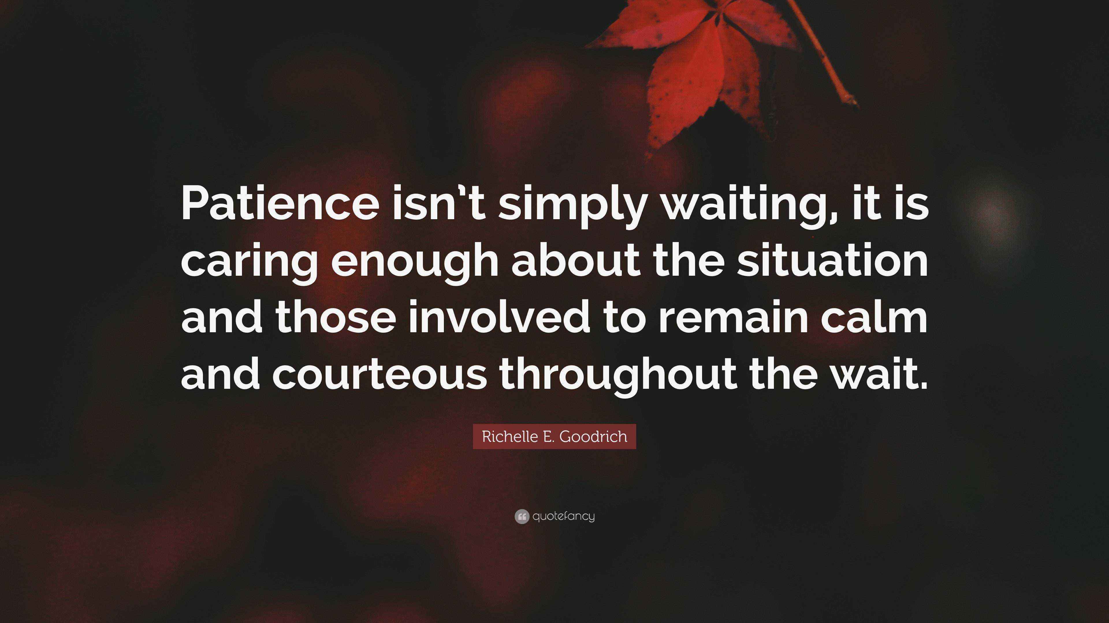 Richelle E. Goodrich Quote: “Patience isn’t simply waiting, it is ...