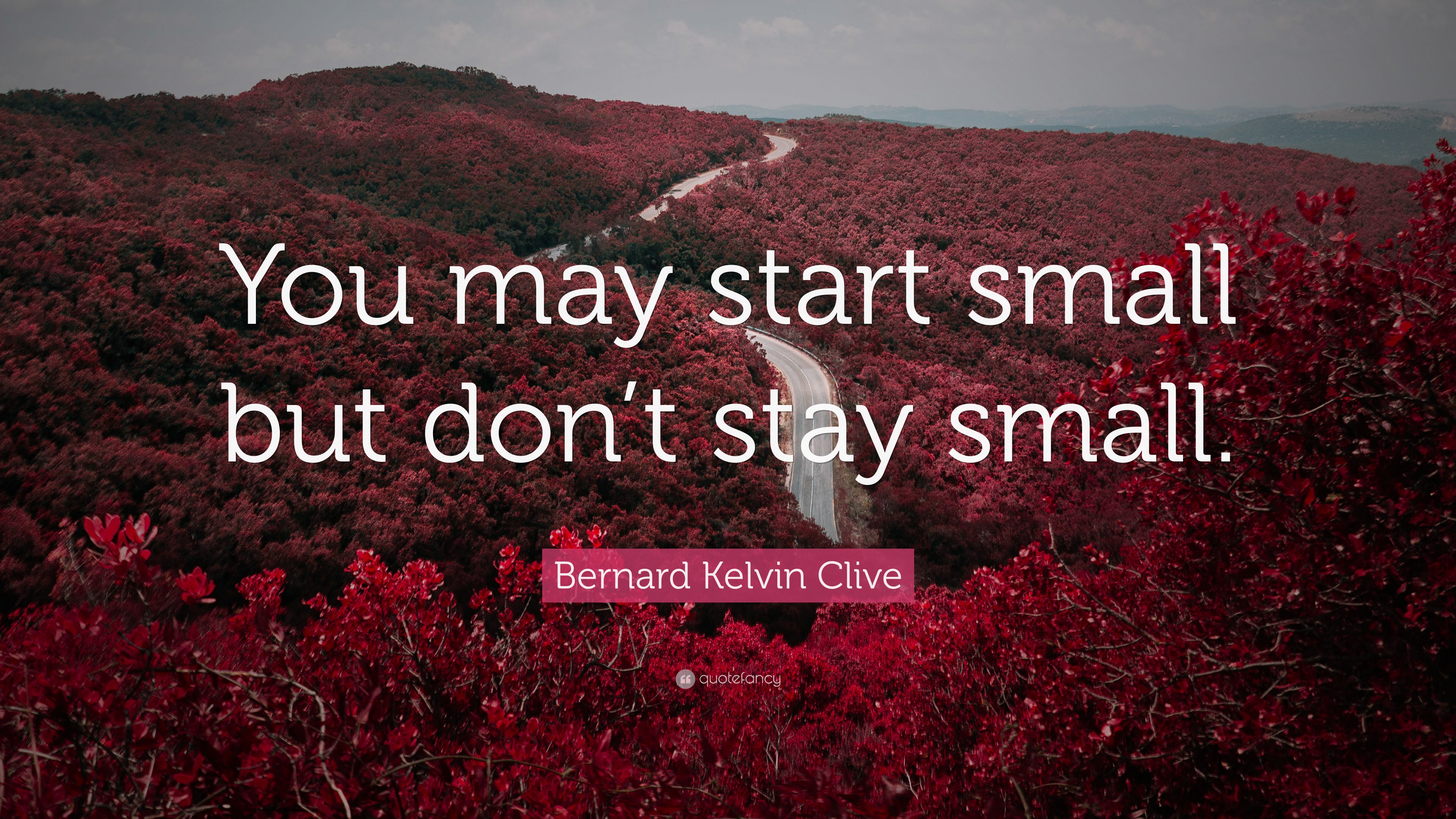 Bernard Kelvin Clive Quote: “You may start small but don’t stay small.”