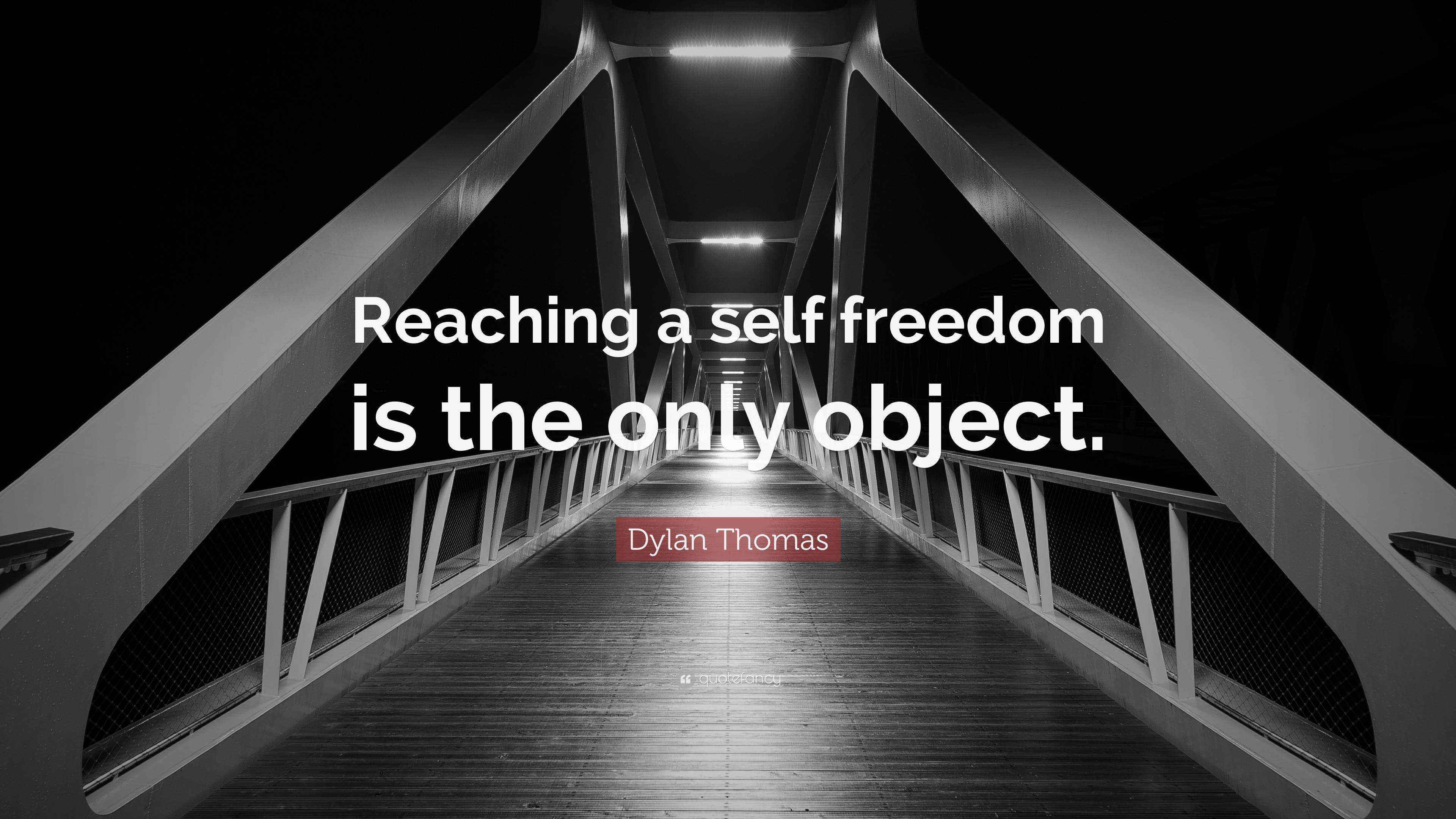 Dylan Thomas Quote: “Reaching a self freedom is the only object.”