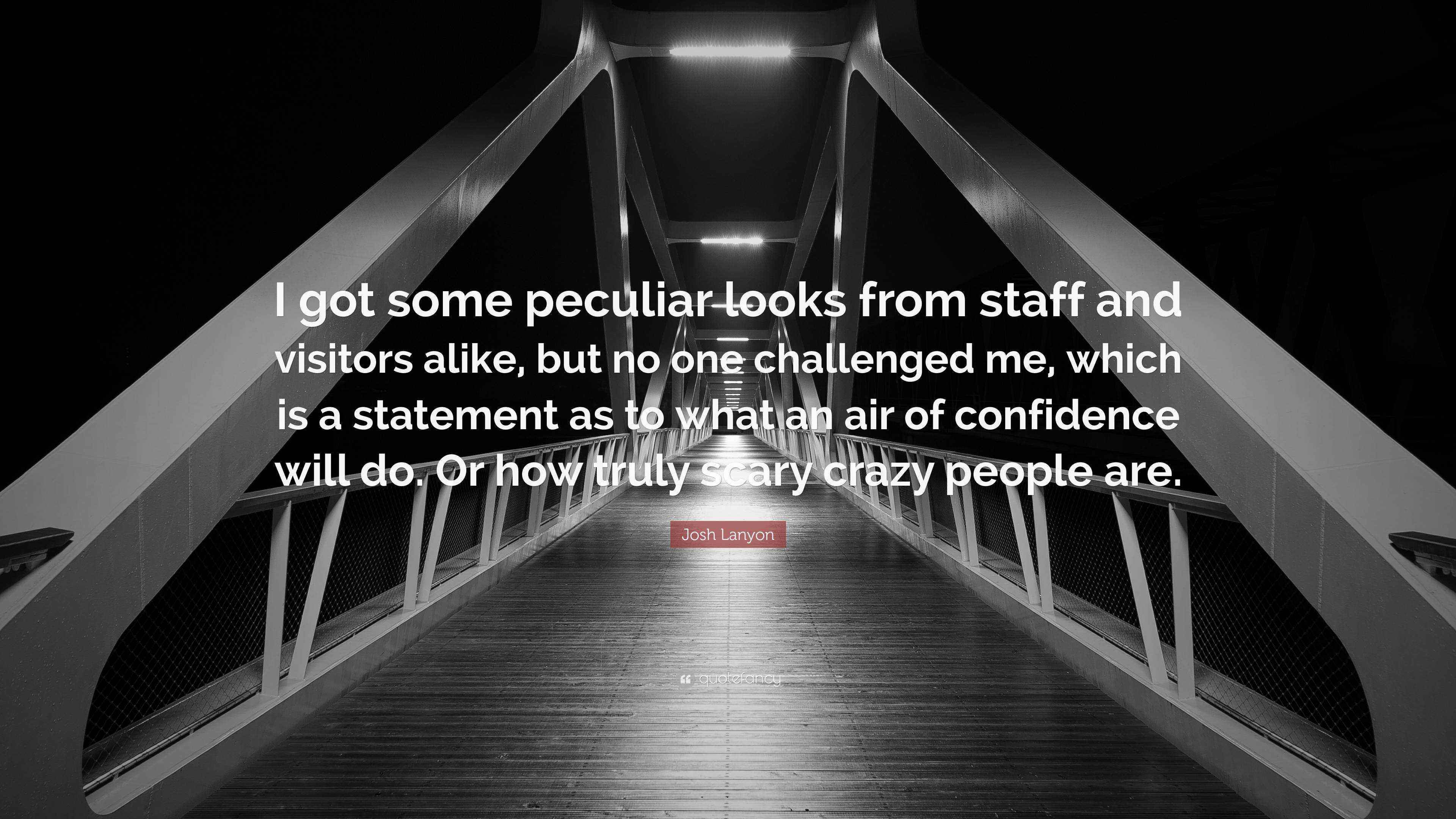 Josh Lanyon Quote: “I got some peculiar looks from staff and visitors ...
