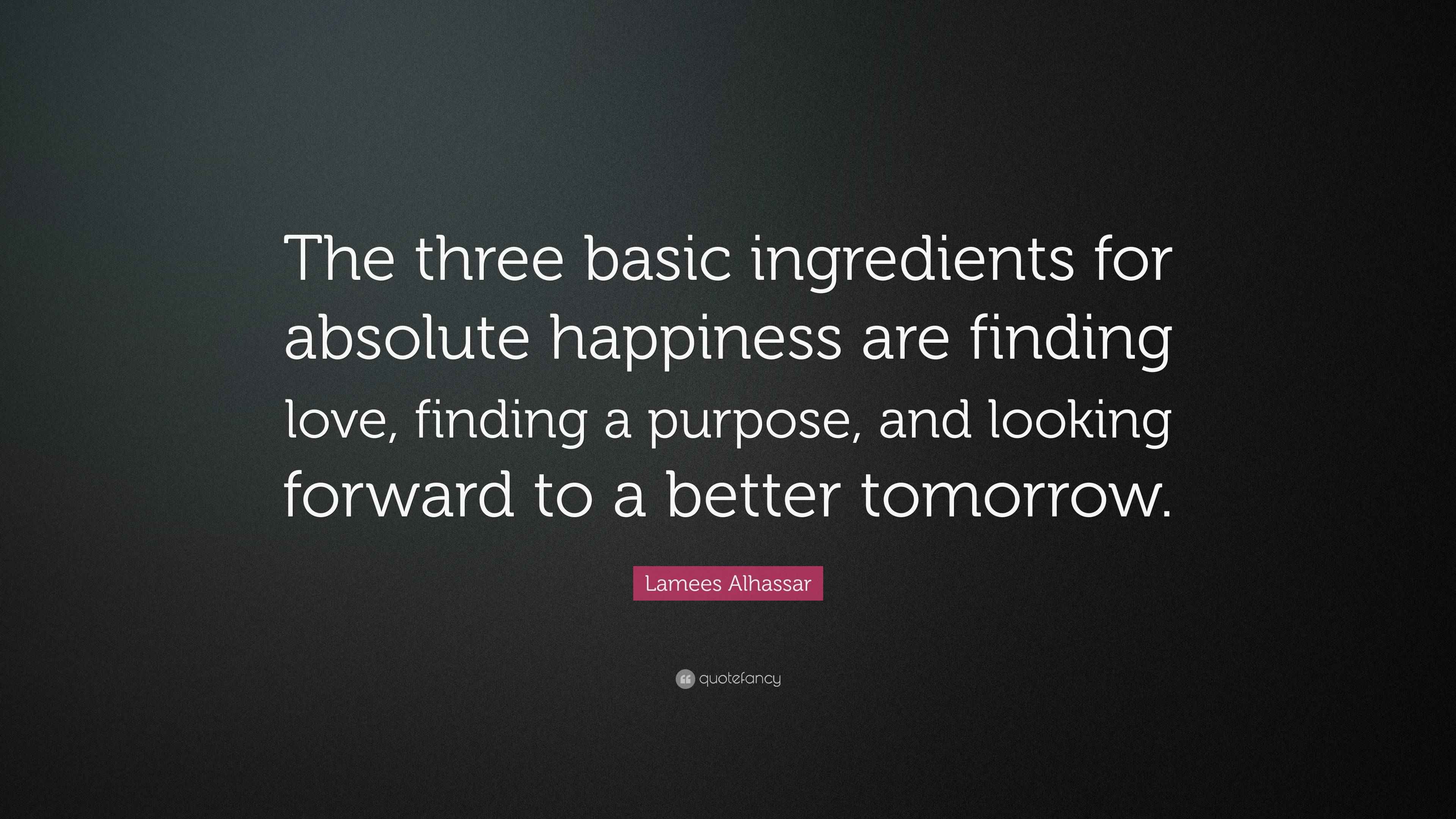 Lamees Alhassar Quote: “The three basic ingredients for absolute ...