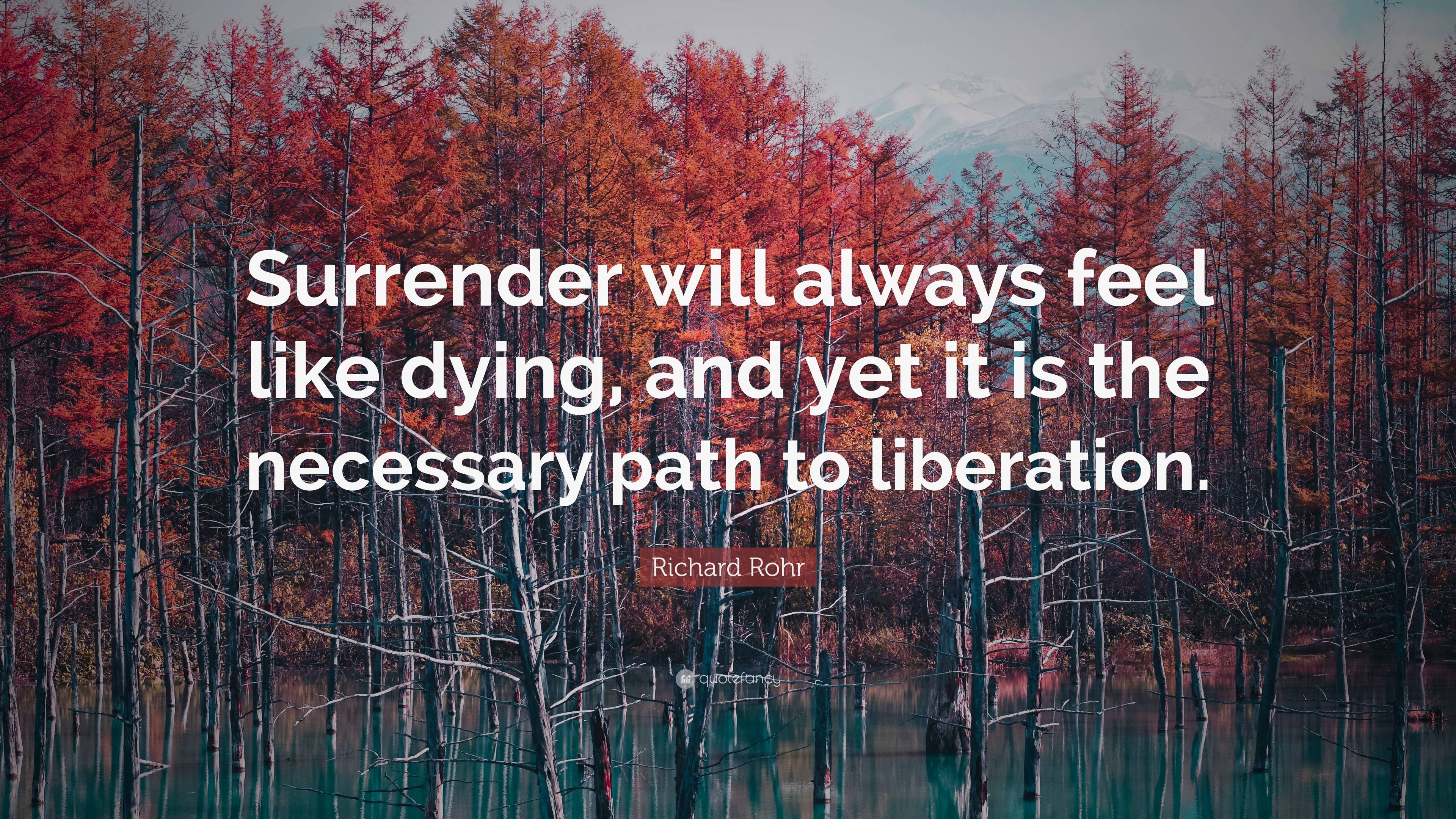 Richard Rohr Quote: “Surrender will always feel like dying, and yet it ...