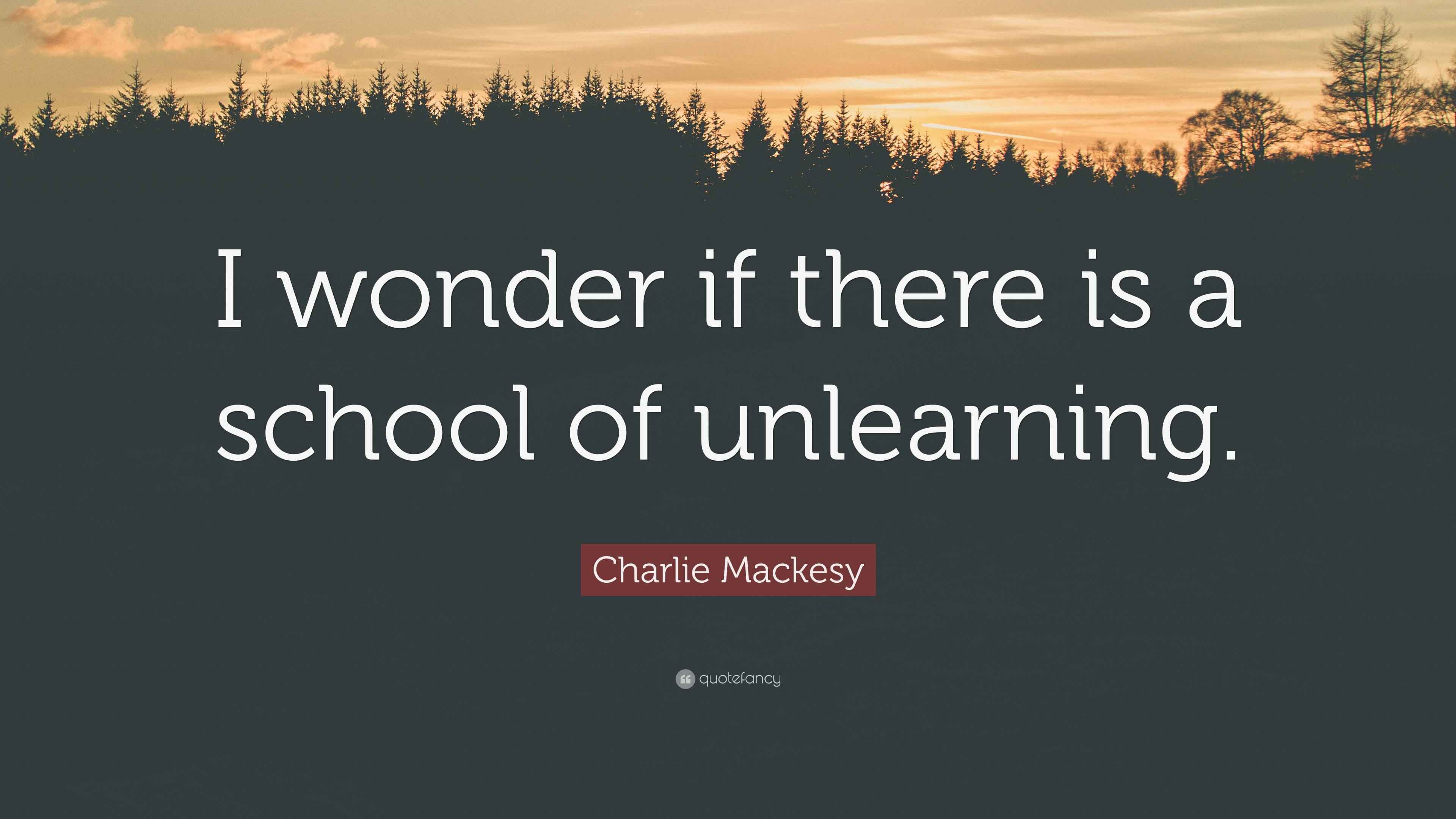 Charlie Mackesy Quote: “I wonder if there is a school of unlearning.”