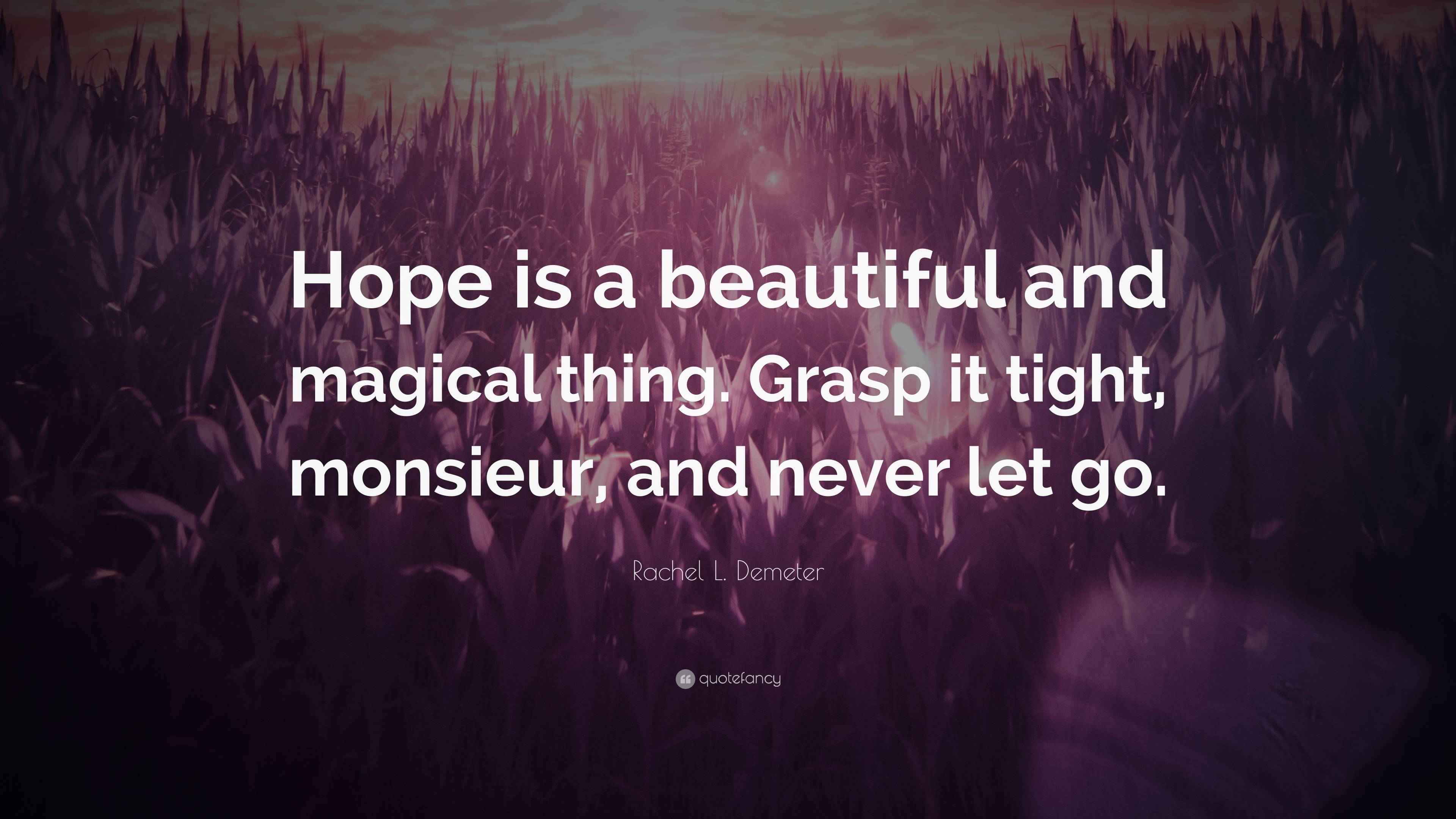 Rachel L. Demeter Quote: “Hope is a beautiful and magical thing. Grasp ...