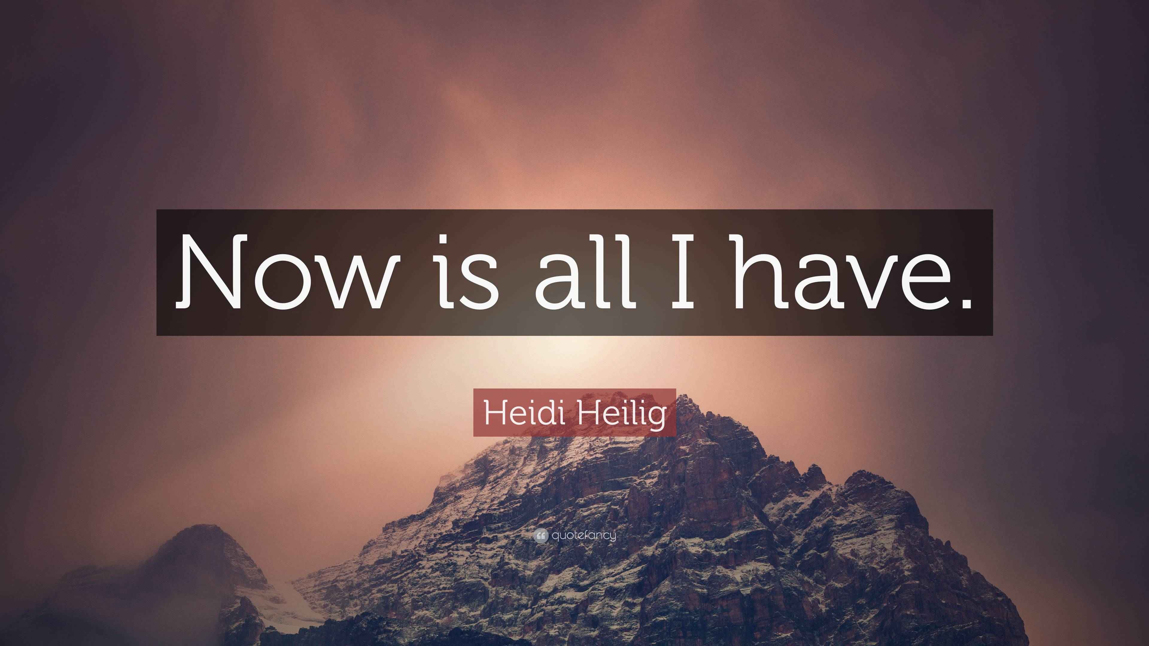 Heidi Heilig Quote: “Now is all I have.”