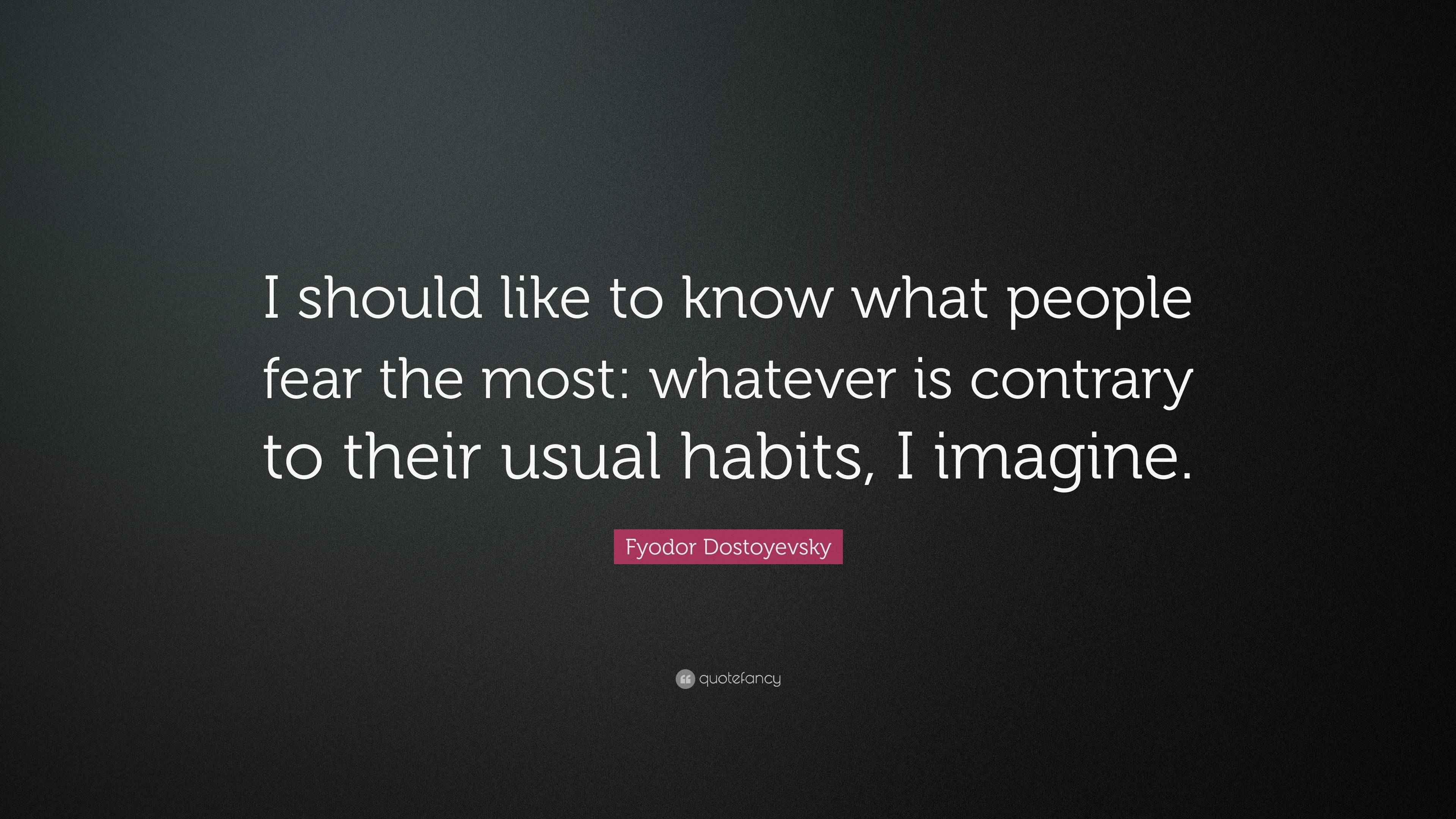 Fyodor Dostoyevsky Quote: “I should like to know what people fear the ...