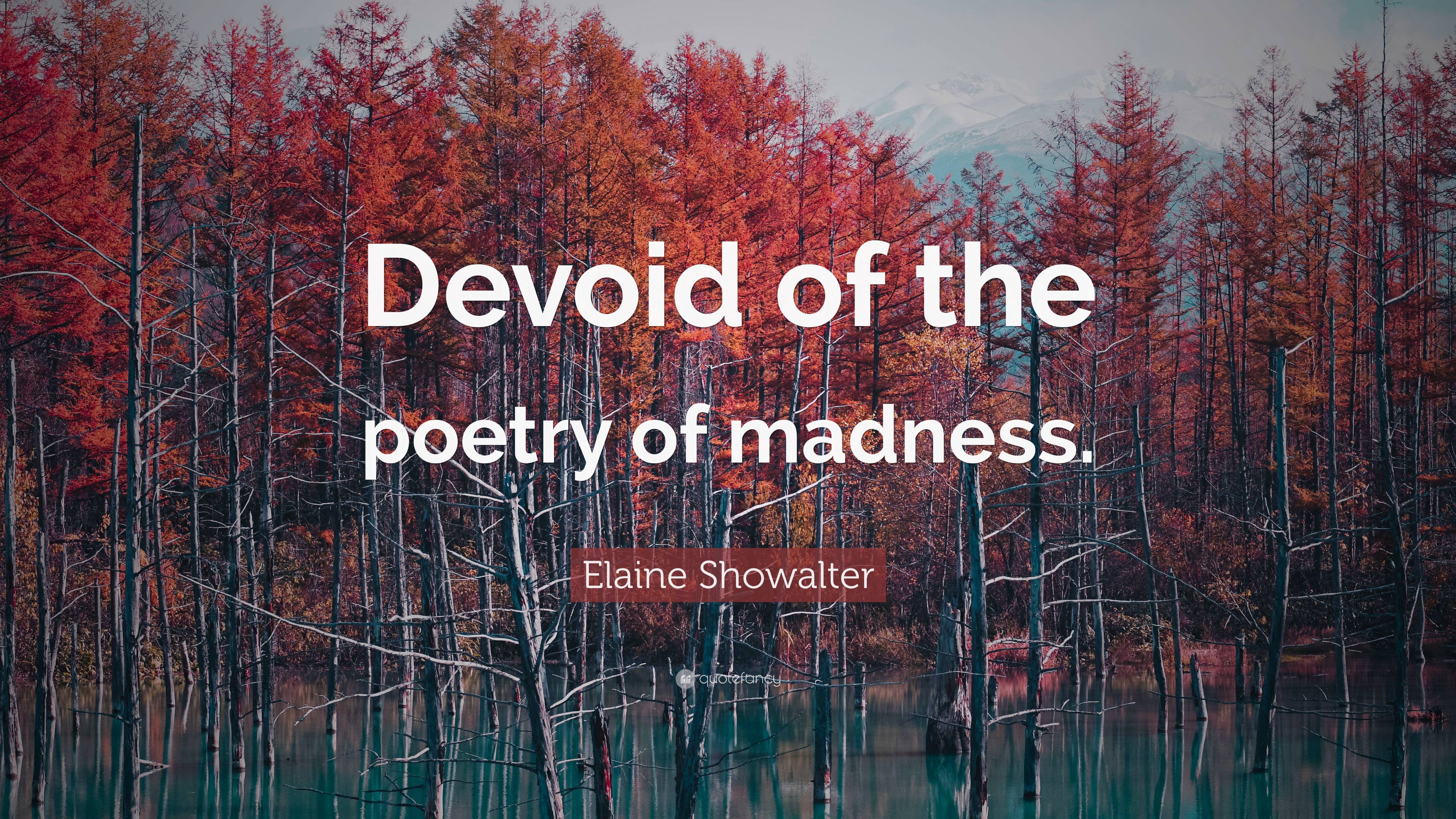 Elaine Showalter Quote: “Devoid of the poetry of madness.”