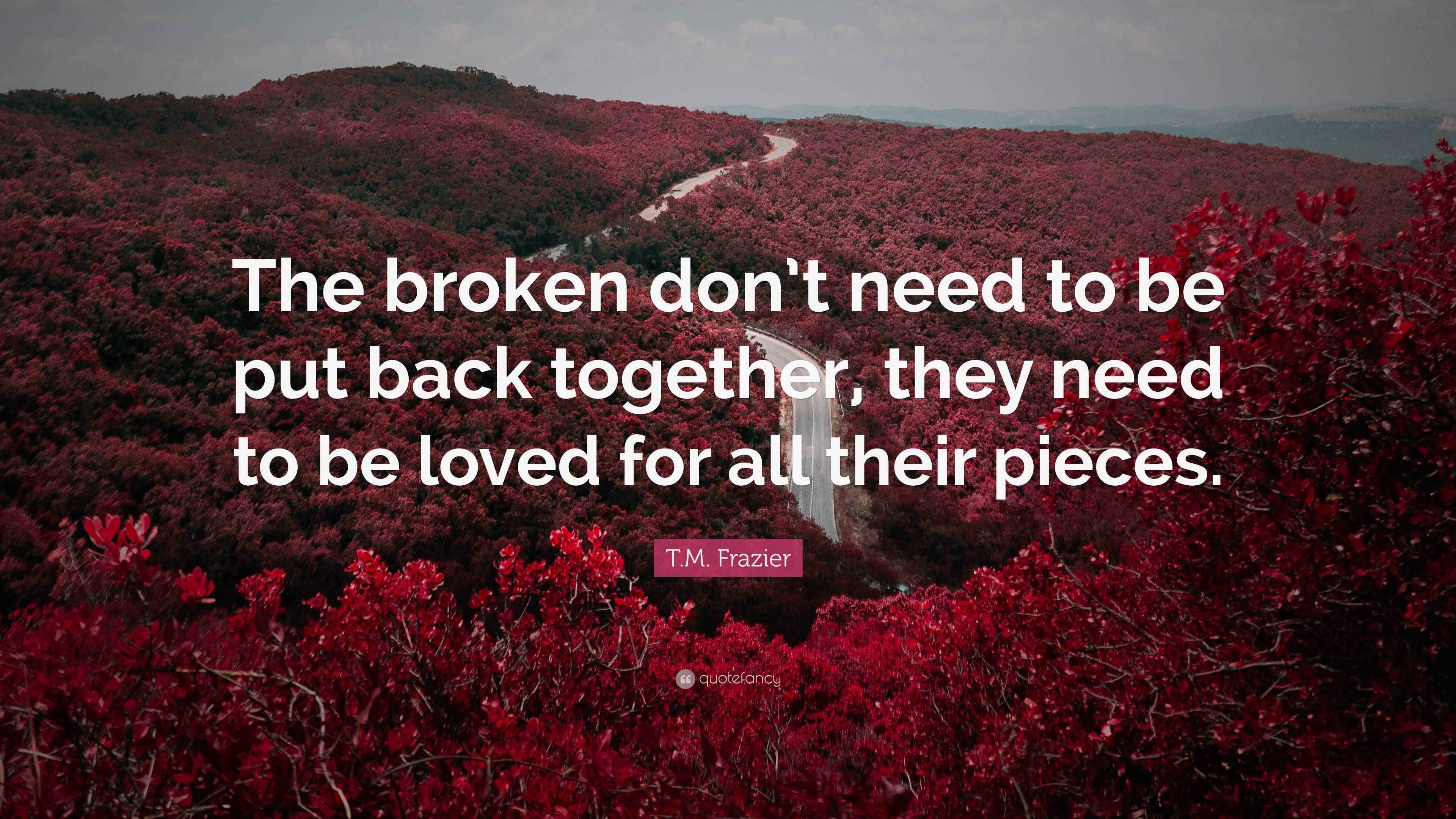 T.M. Frazier Quote: “The broken don’t need to be put back together ...