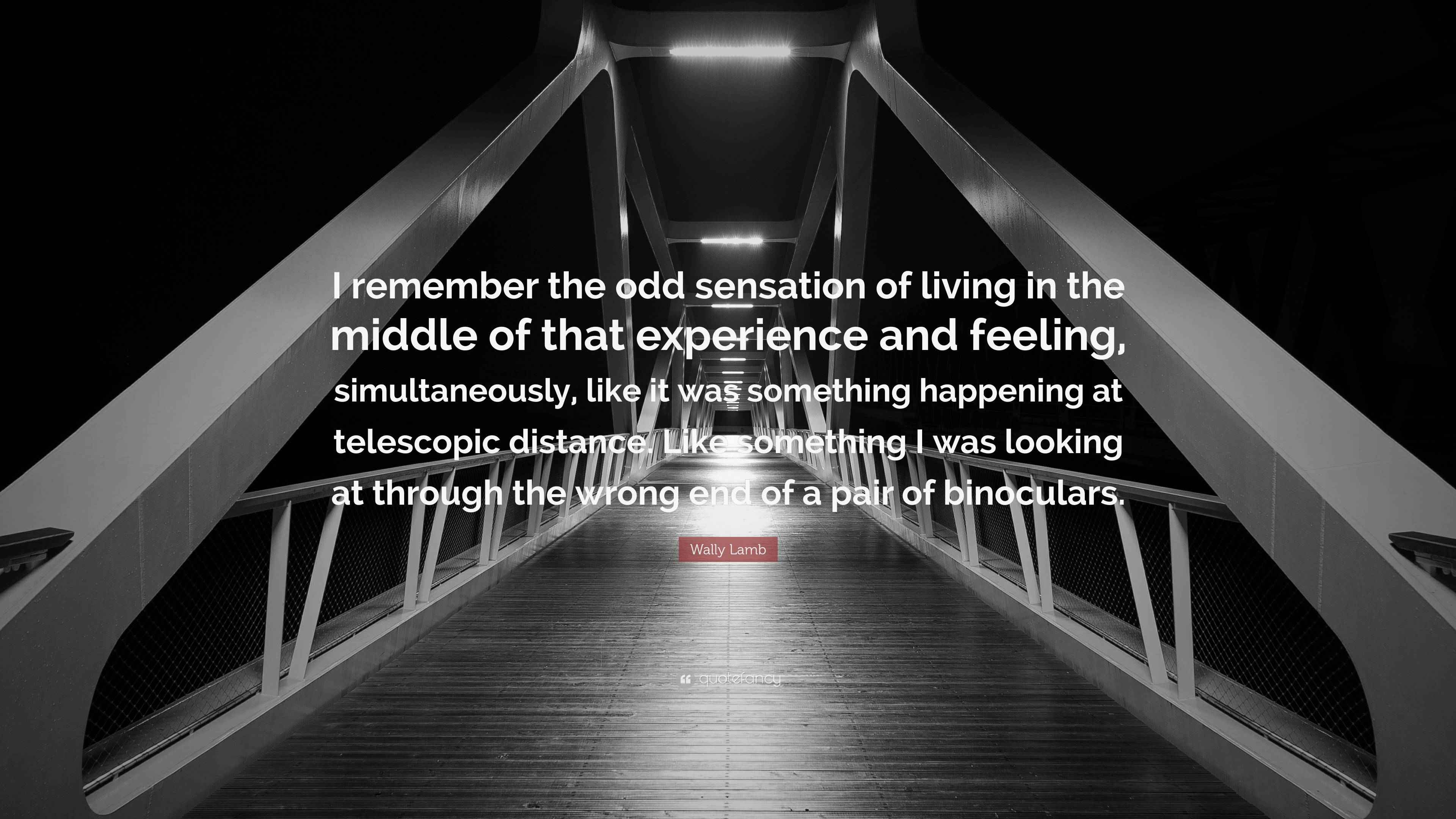 Wally Lamb Quote: “I remember the odd sensation of living in the middle ...