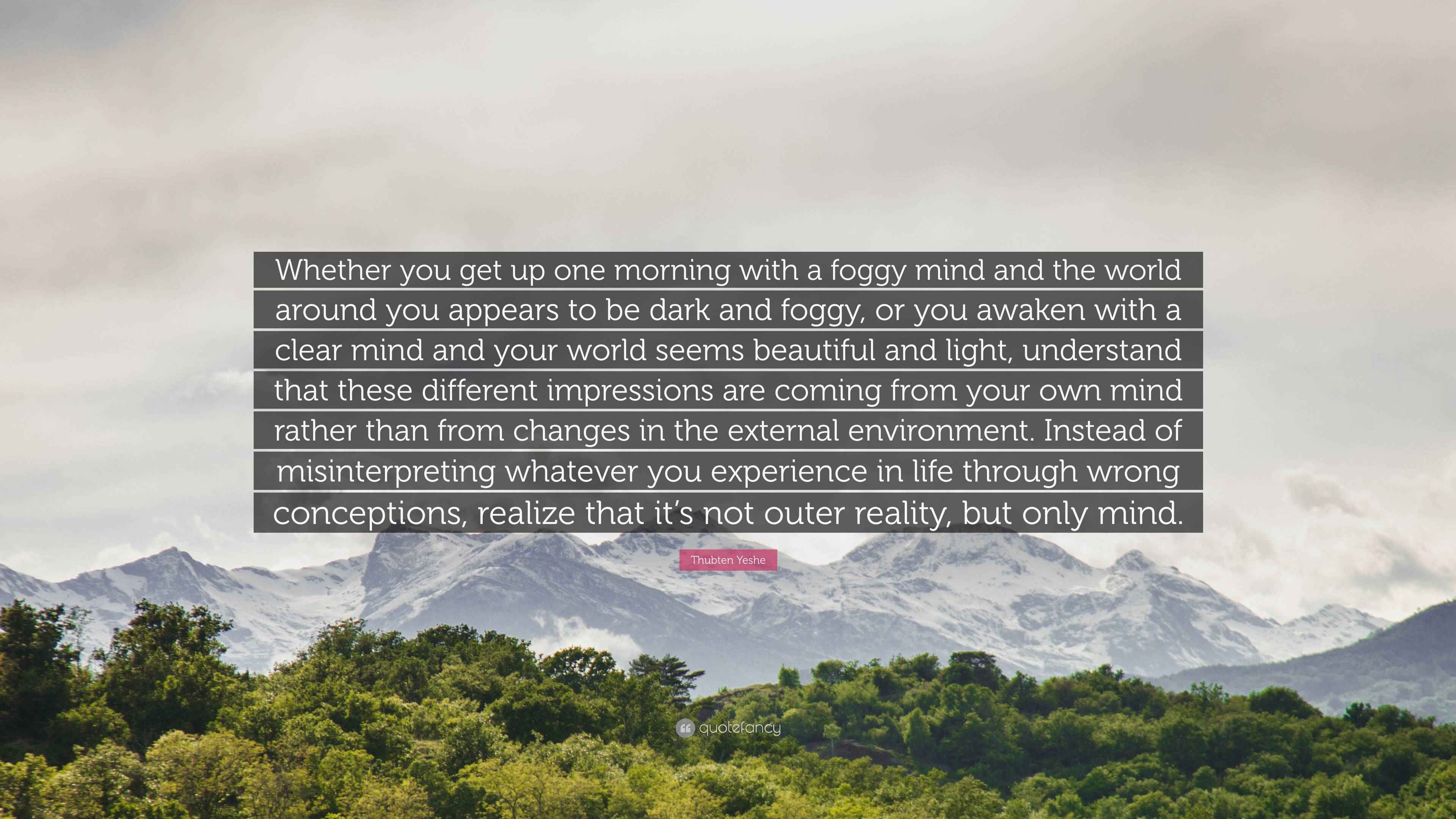 Thubten Yeshe Quote: “Whether you get up one morning with a foggy mind ...