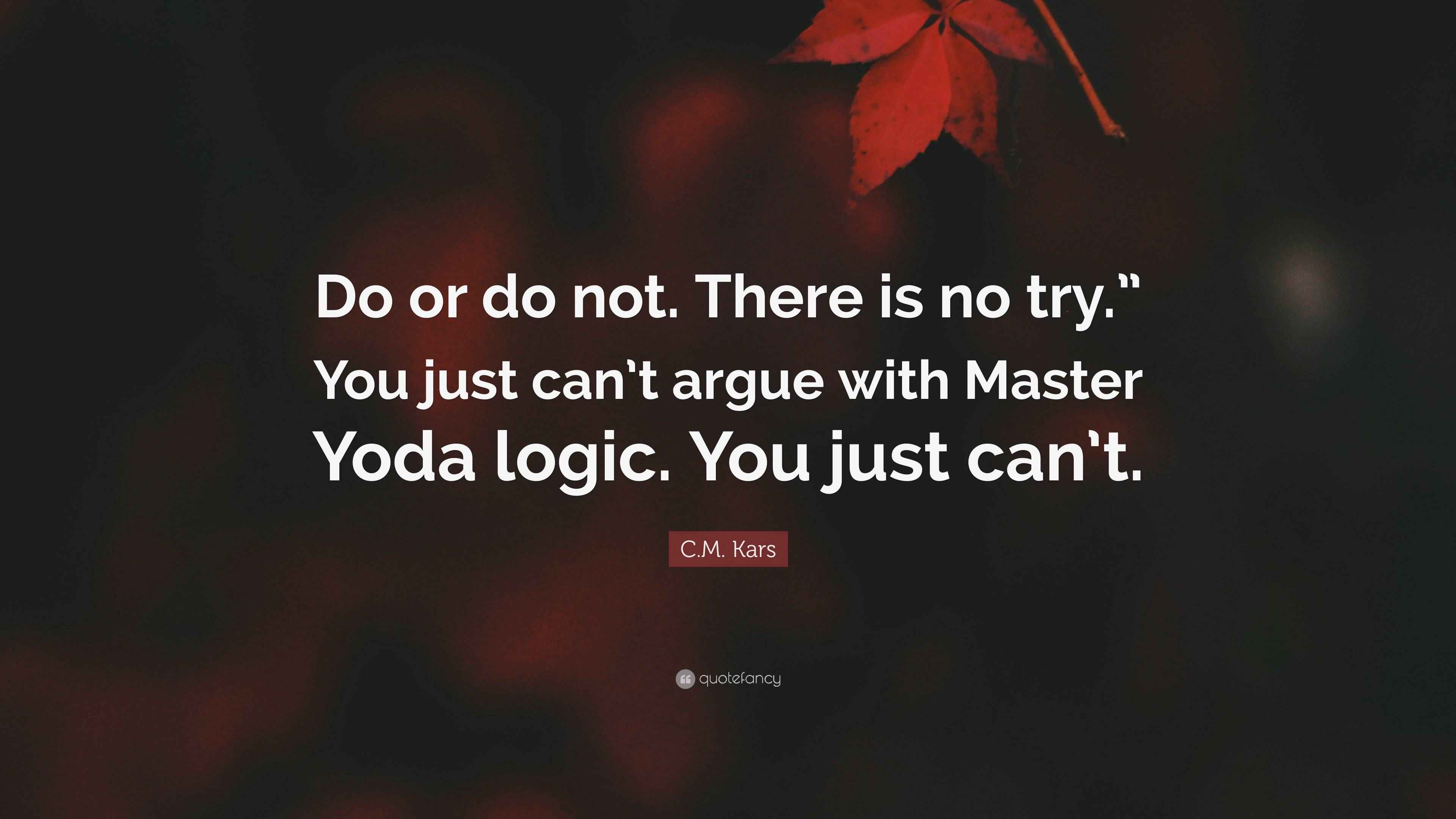 C.M. Kars Quote: “Do or do not. There is no try.” You just can’t argue ...