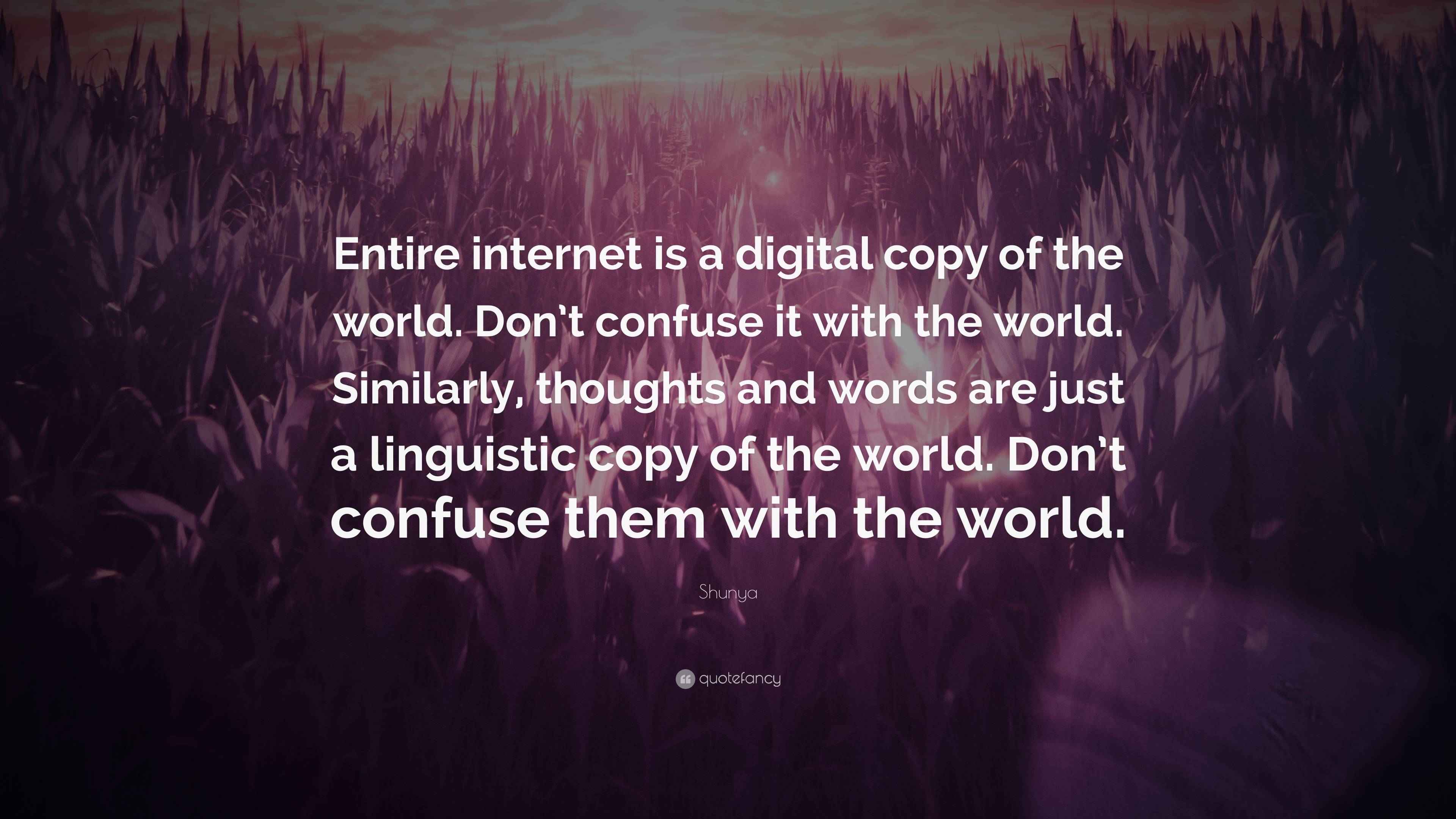 Shunya Quote: “Entire internet is a digital copy of the world. Don’t ...