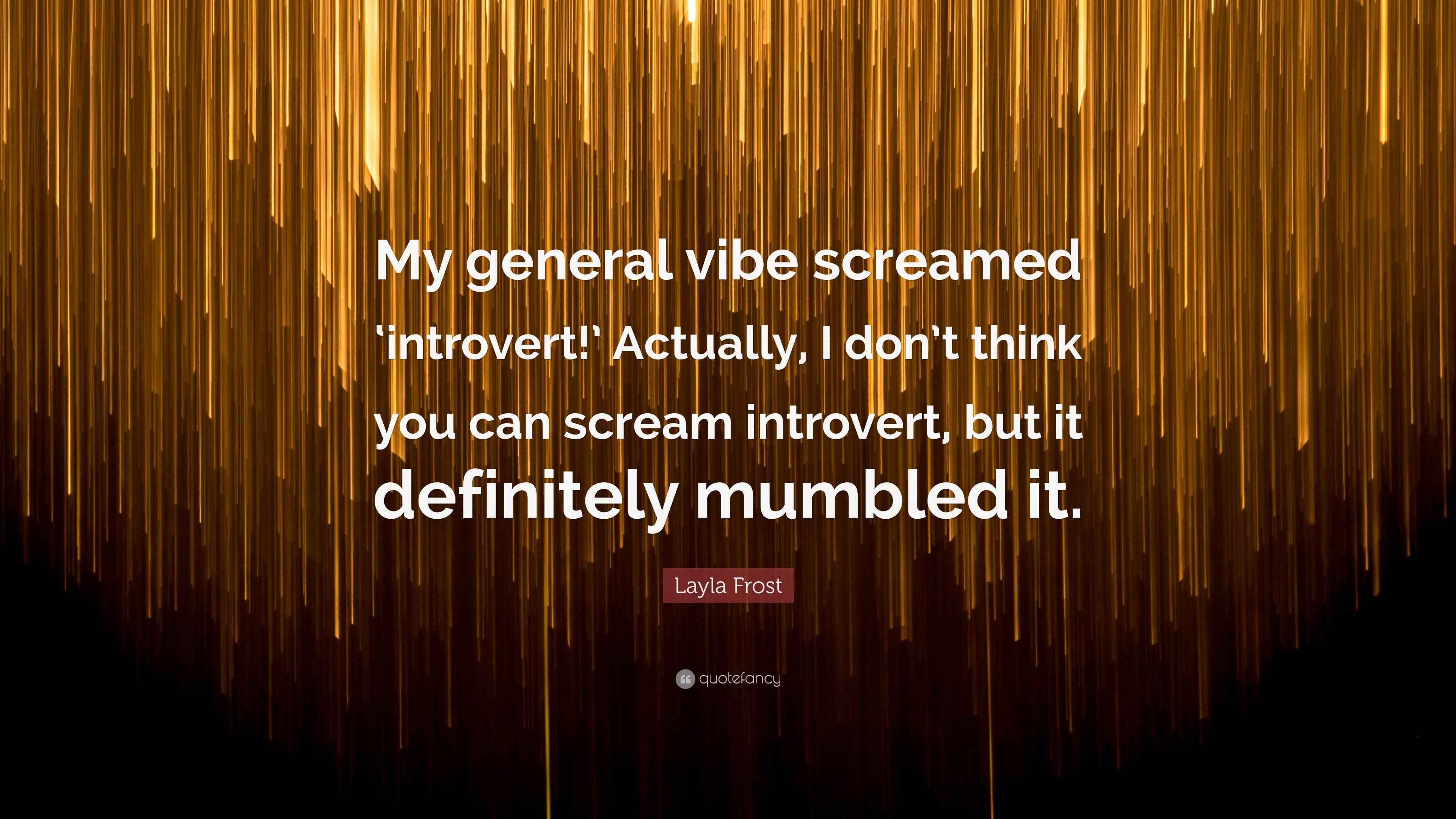 Layla Frost Quote: “My general vibe screamed ‘introvert!’ Actually, I ...