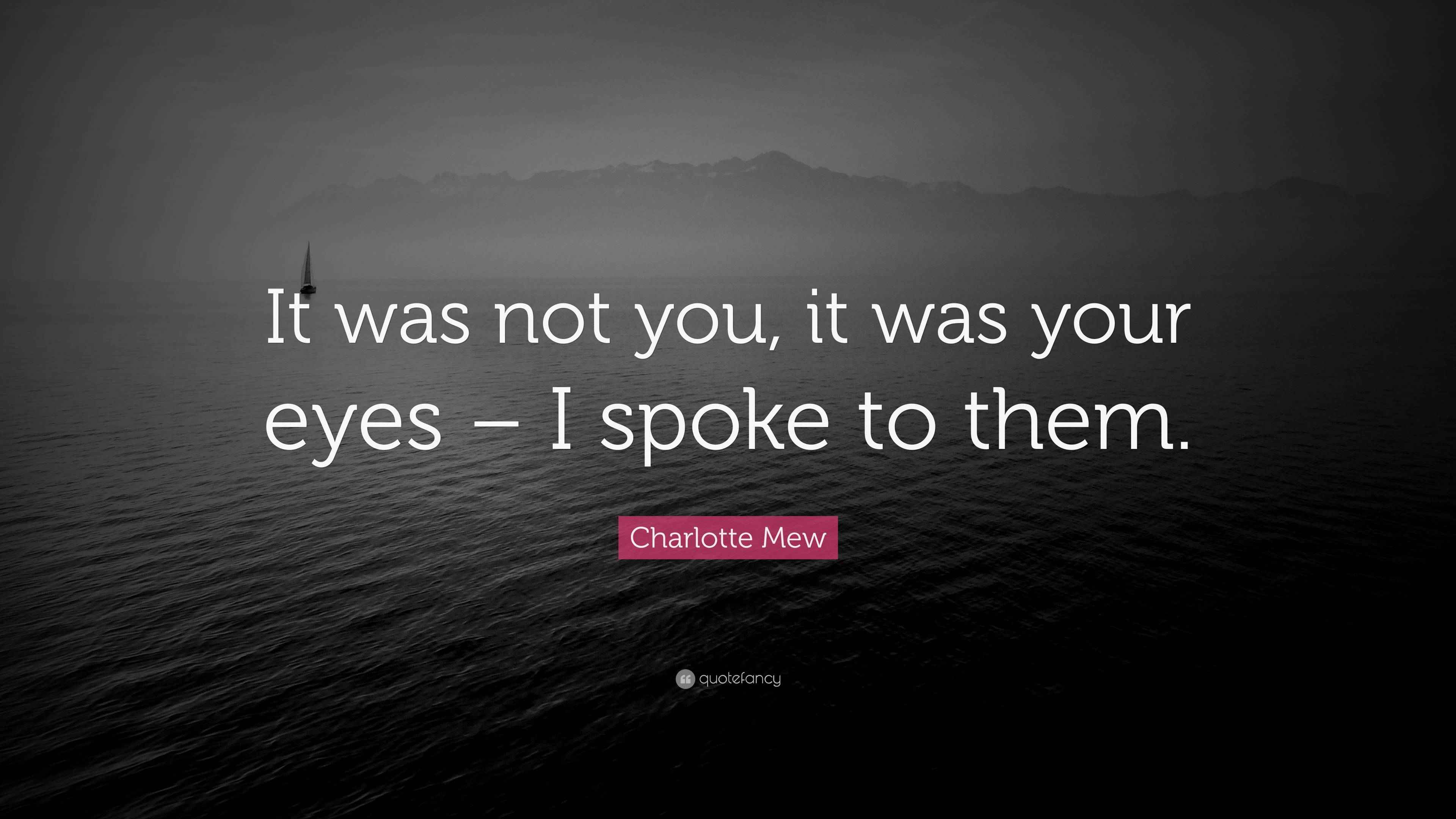 Charlotte Mew Quote: “It was not you, it was your eyes – I spoke to them.”
