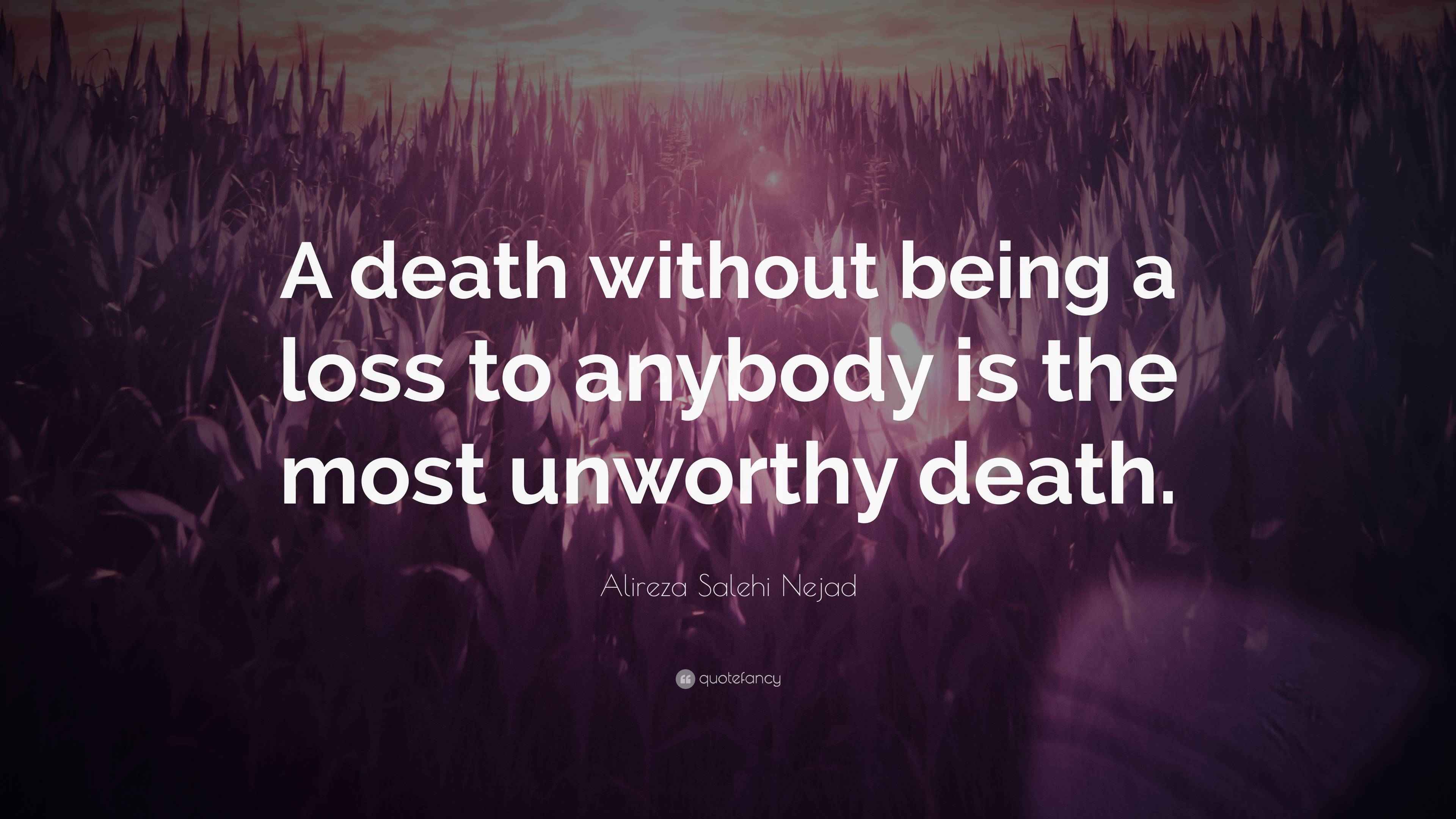 Alireza Salehi Nejad Quote: “A death without being a loss to anybody is ...