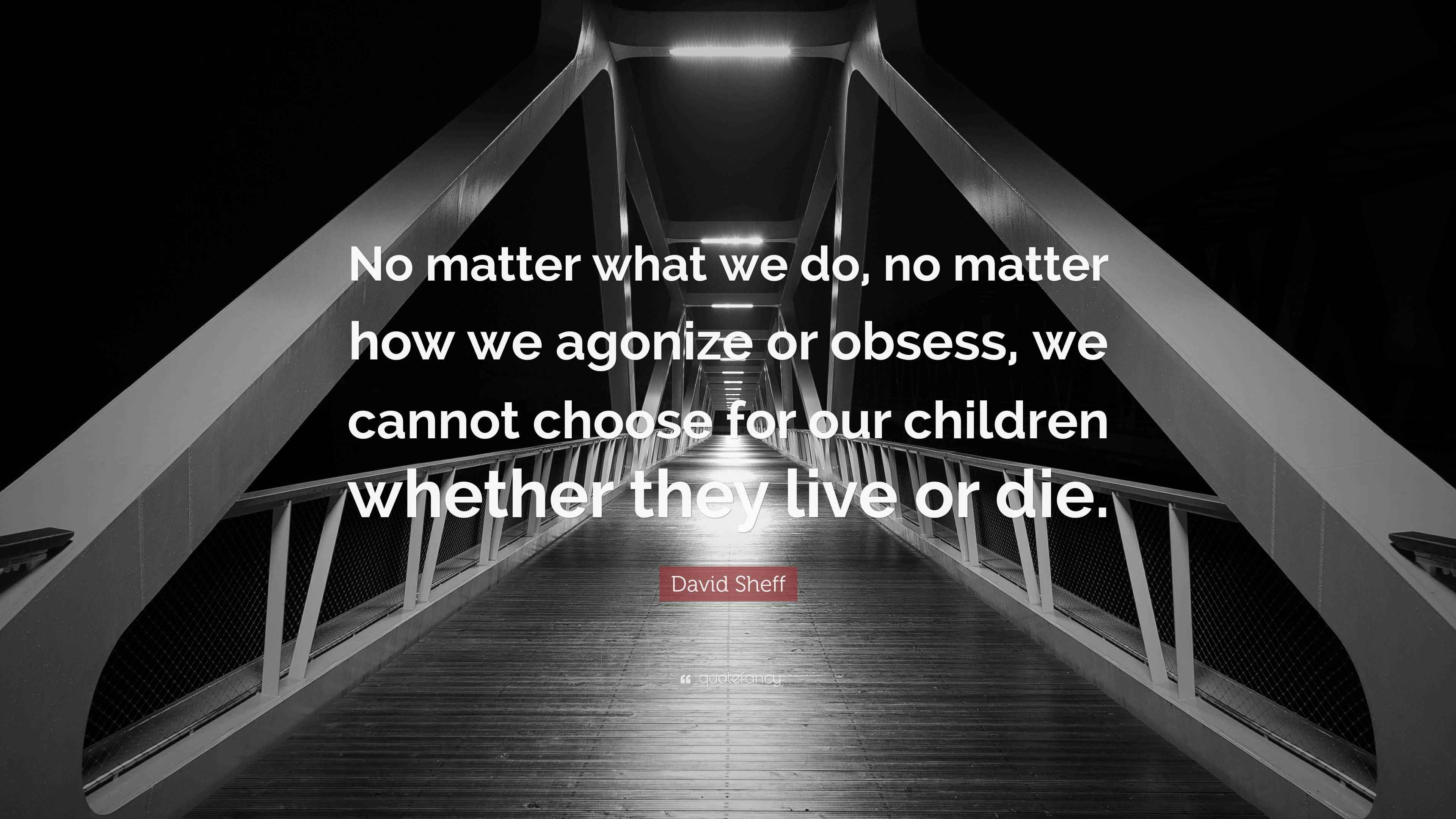 David Sheff Quote: “No matter what we do, no matter how we agonize or ...