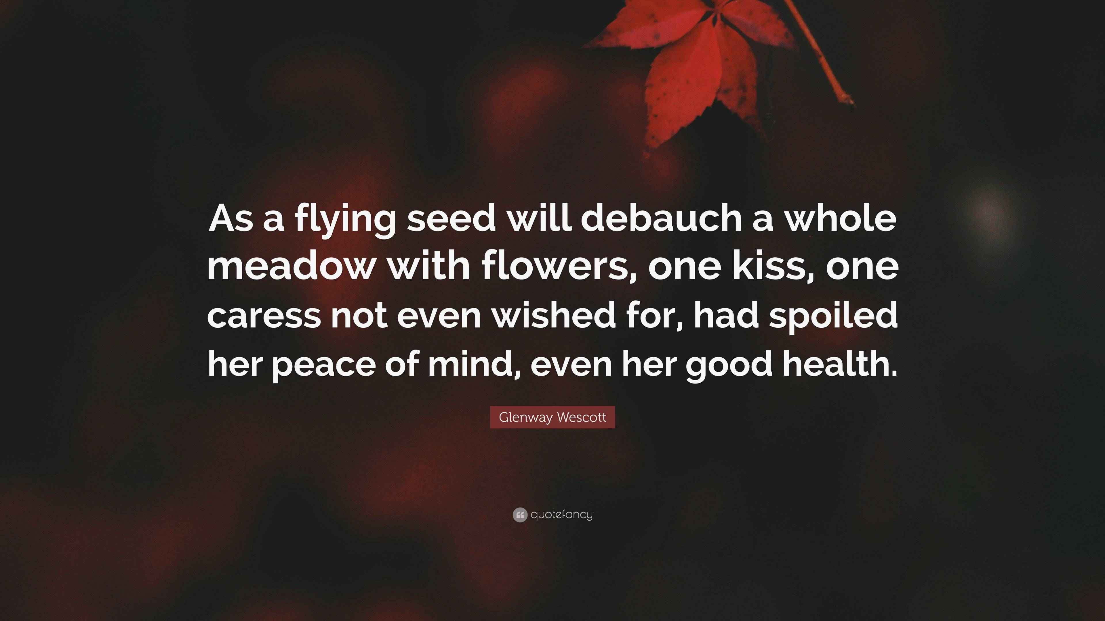 Glenway Wescott Quote: “As a flying seed will debauch a whole meadow ...