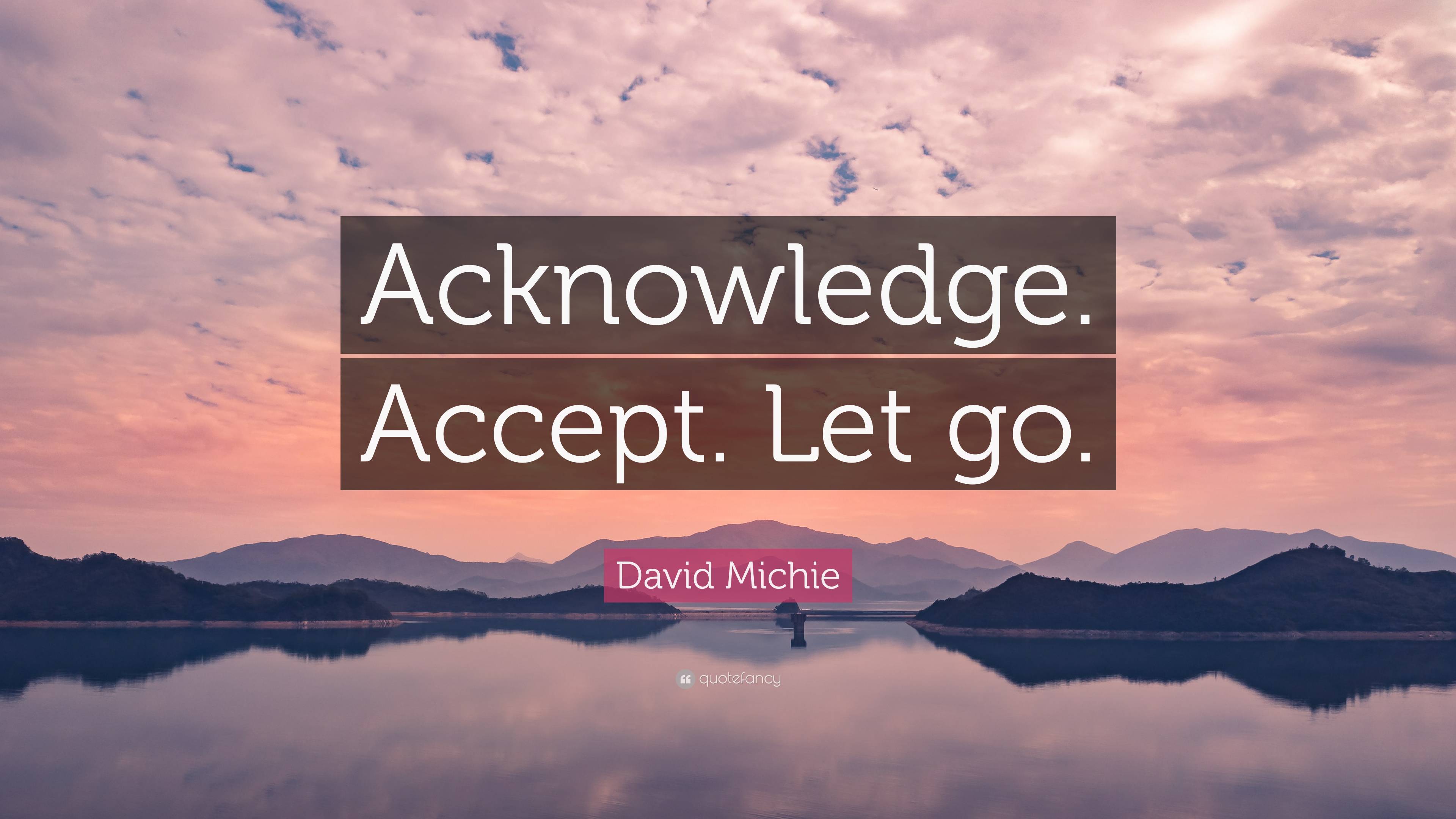 David Michie Quote: “Acknowledge. Accept. Let go.”