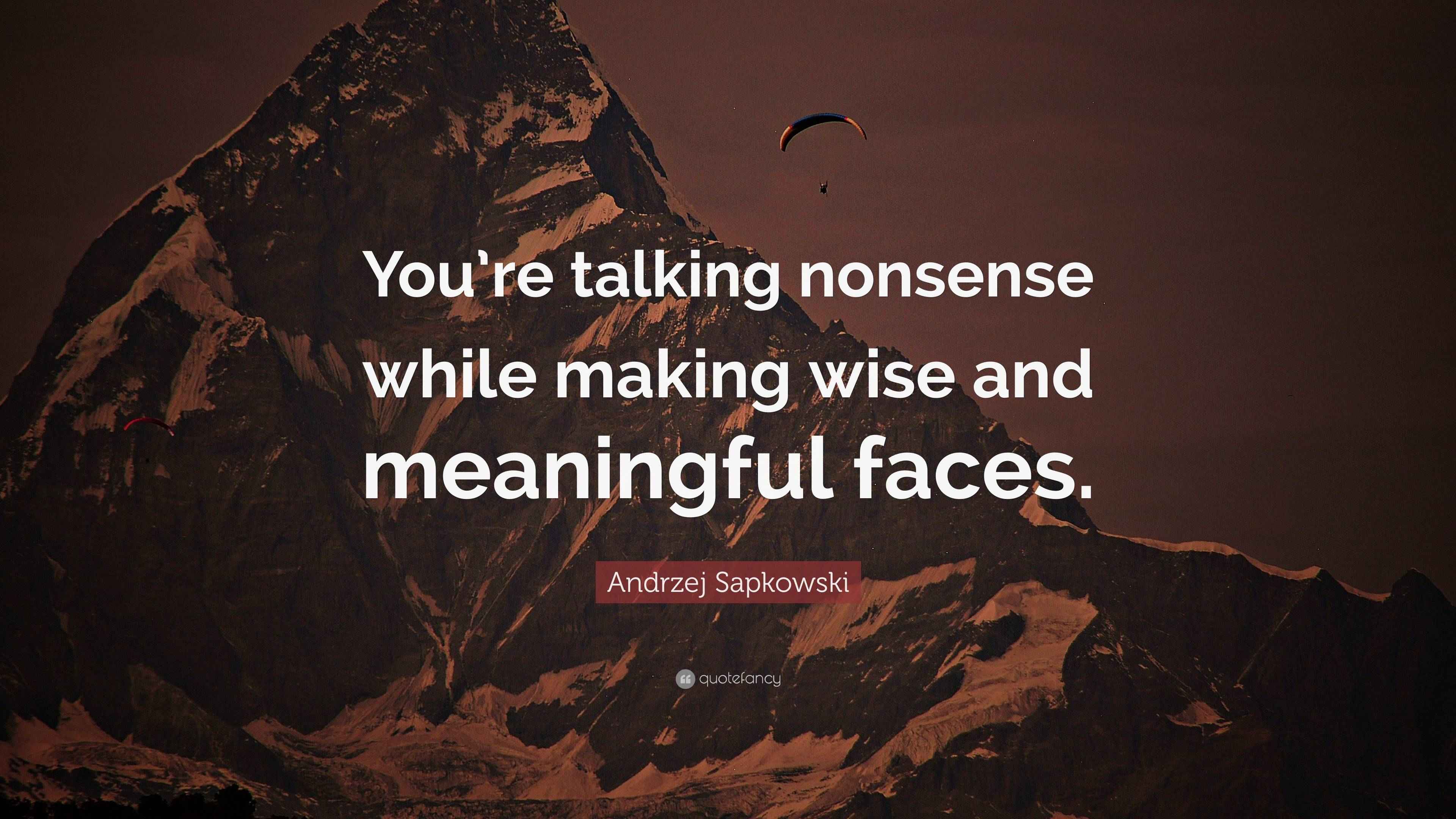 Andrzej Sapkowski Quote: “You’re talking nonsense while making wise and ...