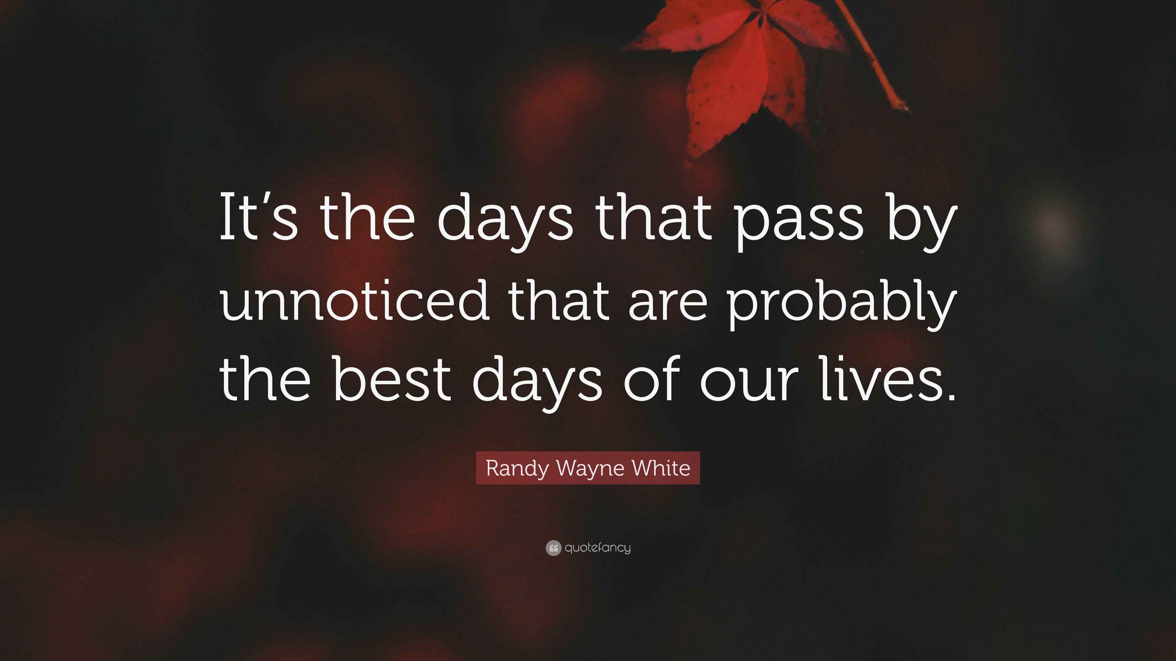 Randy Wayne White Quote: “It’s the days that pass by unnoticed that are ...