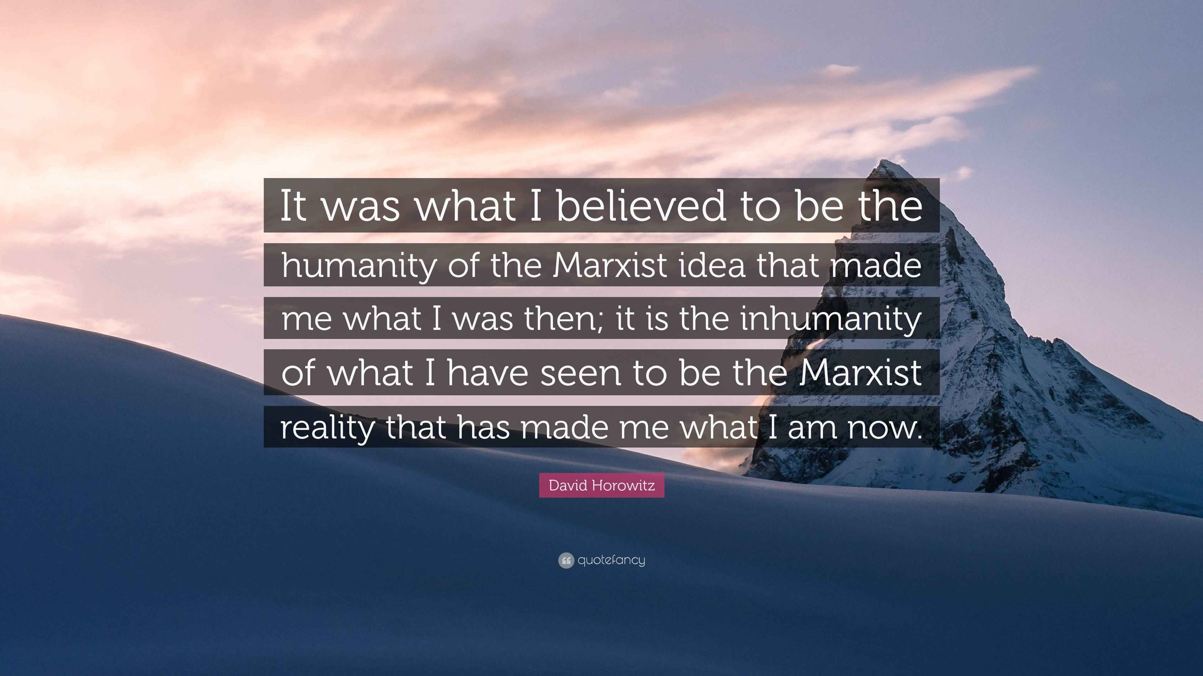 David Horowitz Quote: “It was what I believed to be the humanity of the ...