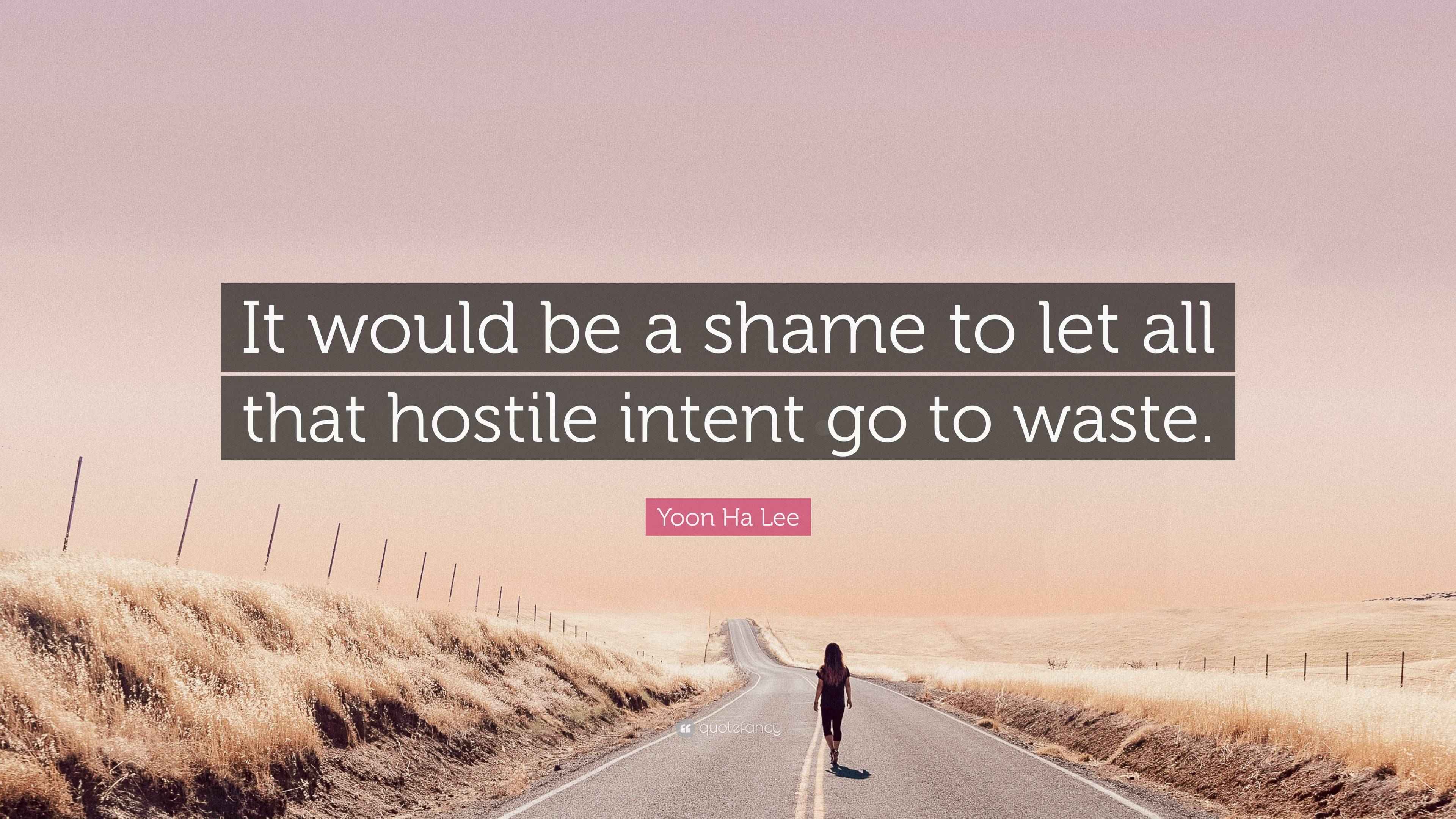Yoon Ha Lee Quote: “It would be a shame to let all that hostile intent ...