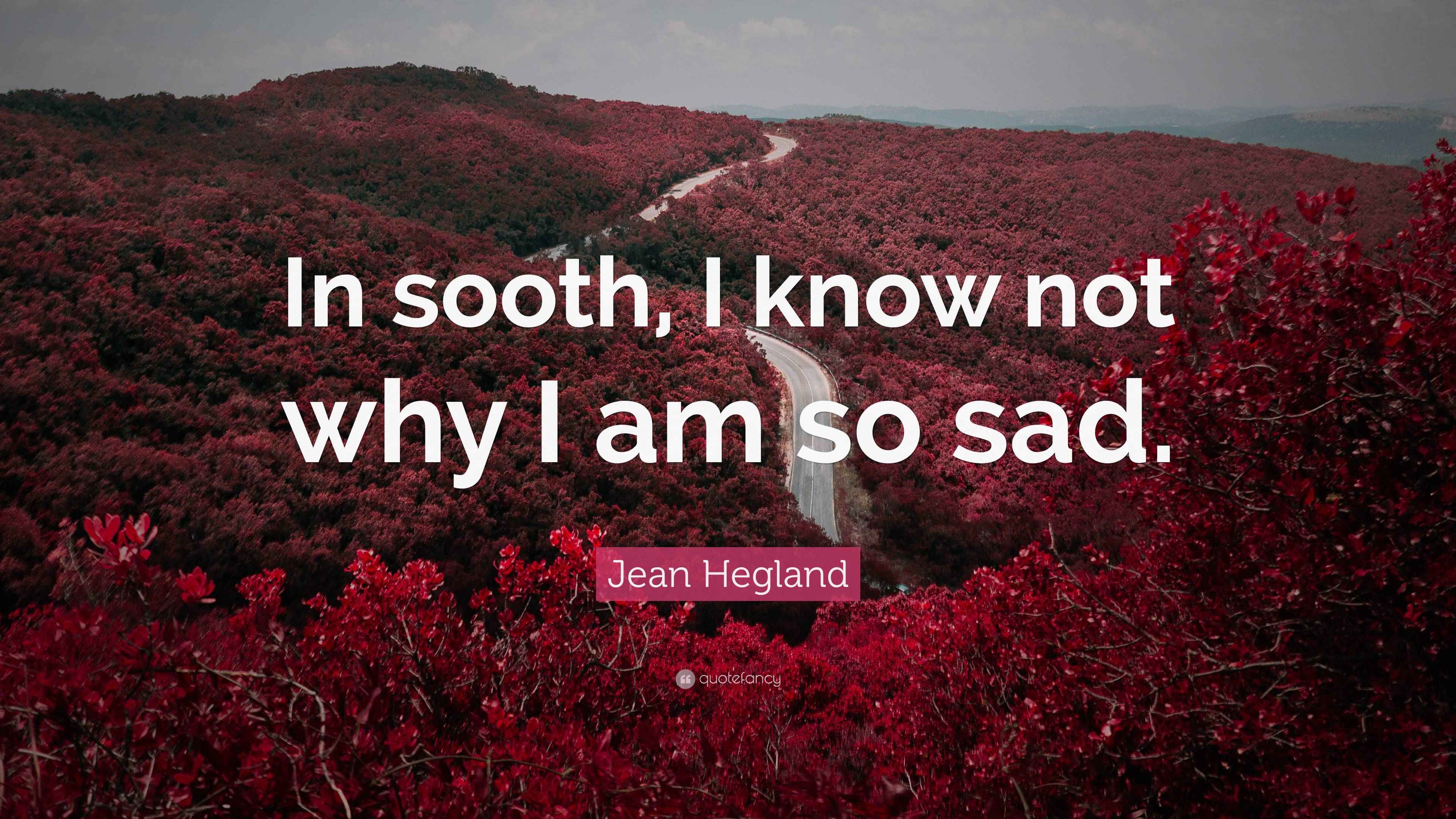 Jean Hegland Quote: “In sooth, I know not why I am so sad.”