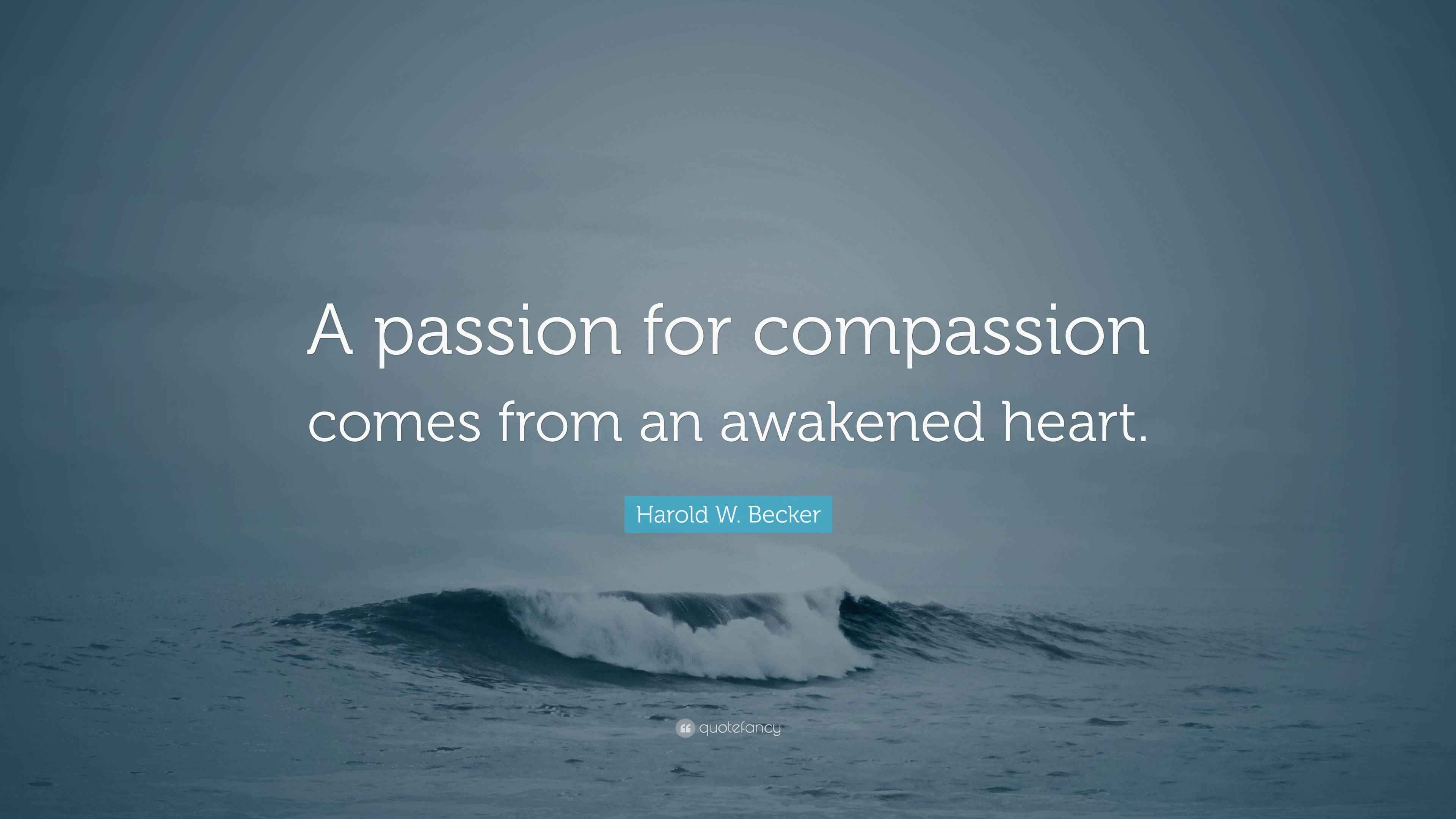 Harold W. Becker Quote: “A passion for compassion comes from an ...