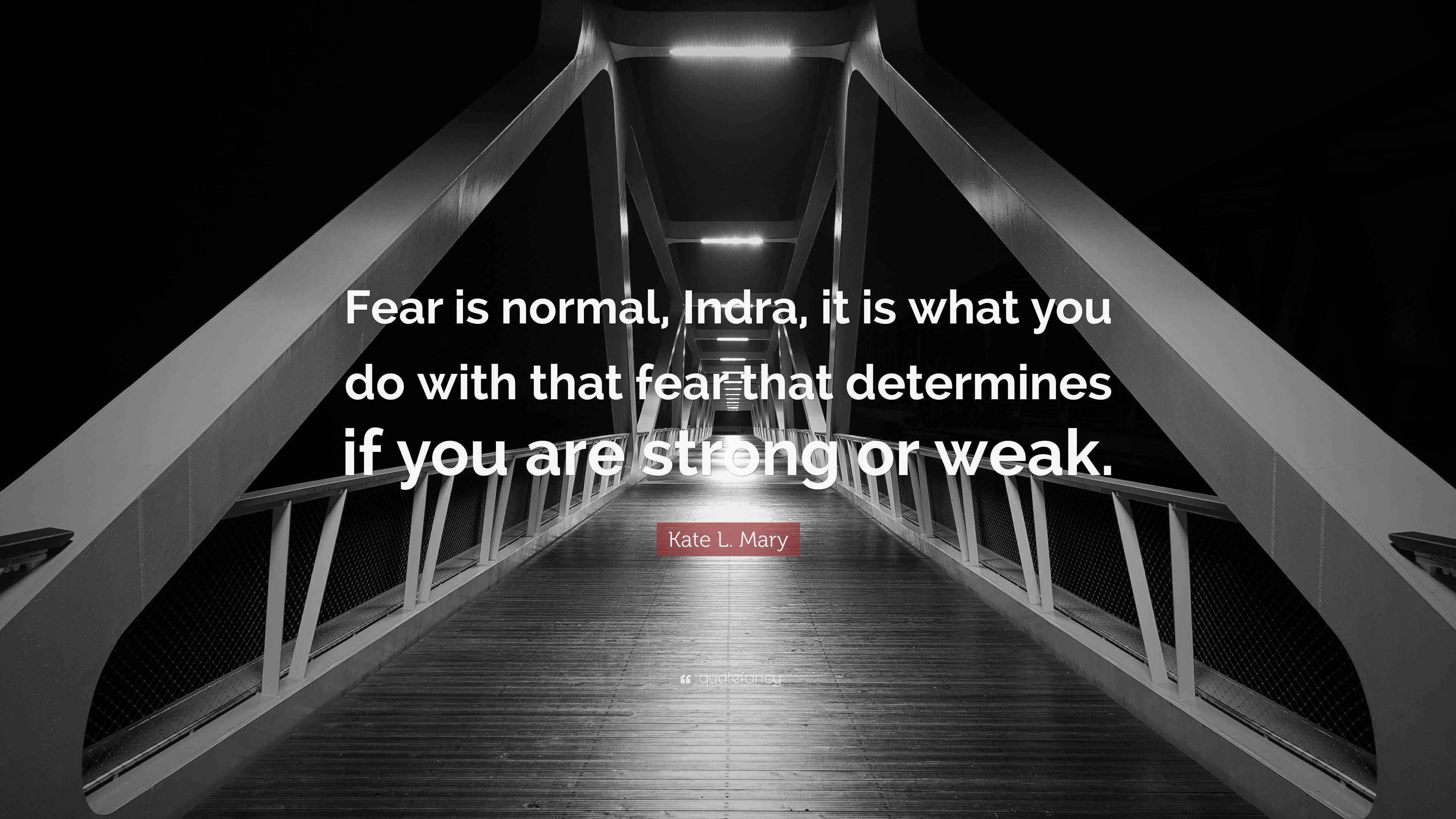 Kate L. Mary Quote: “Fear is normal, Indra, it is what you do with that ...