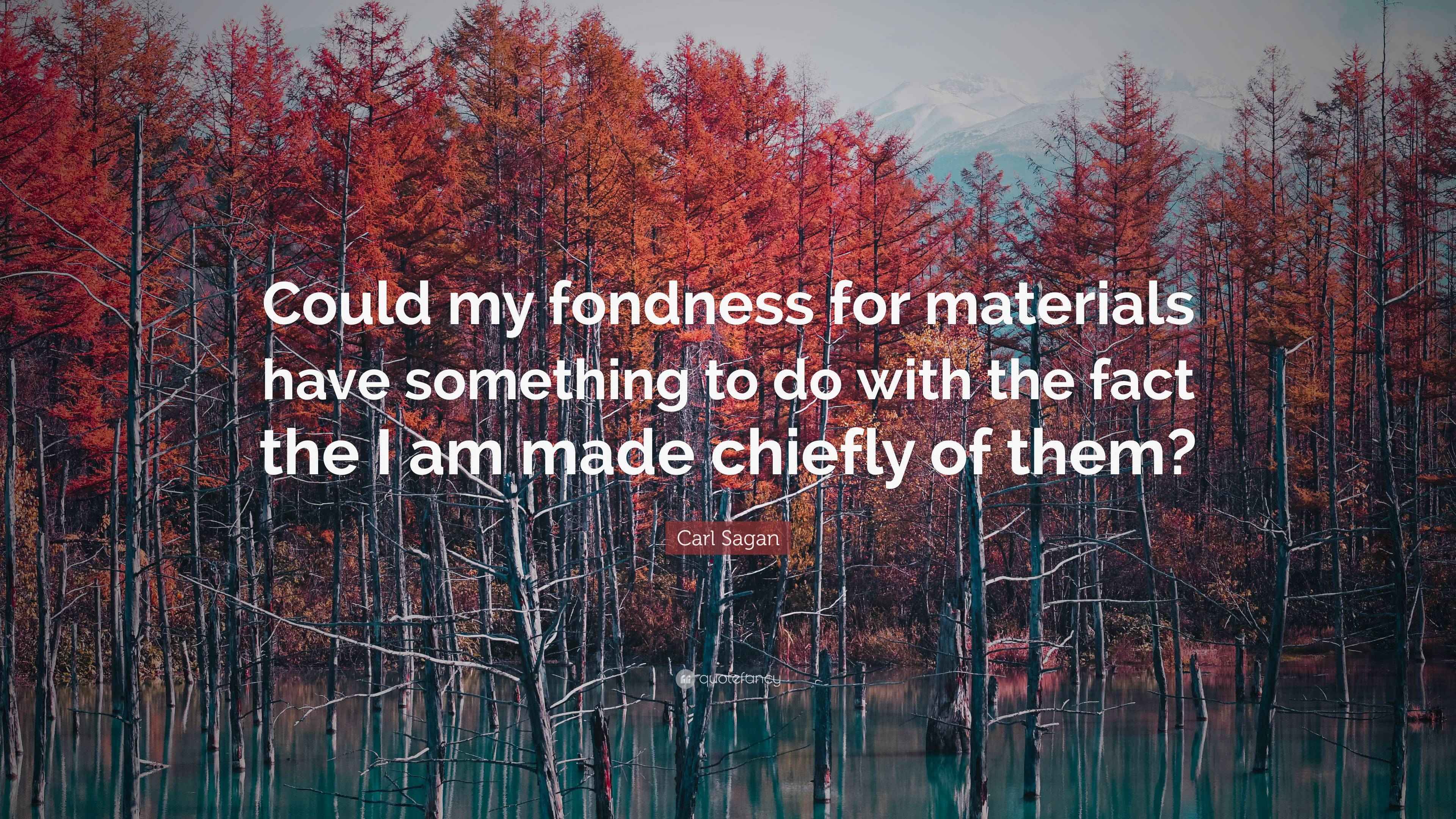 Carl Sagan Quote: “Could my fondness for materials have something to do ...