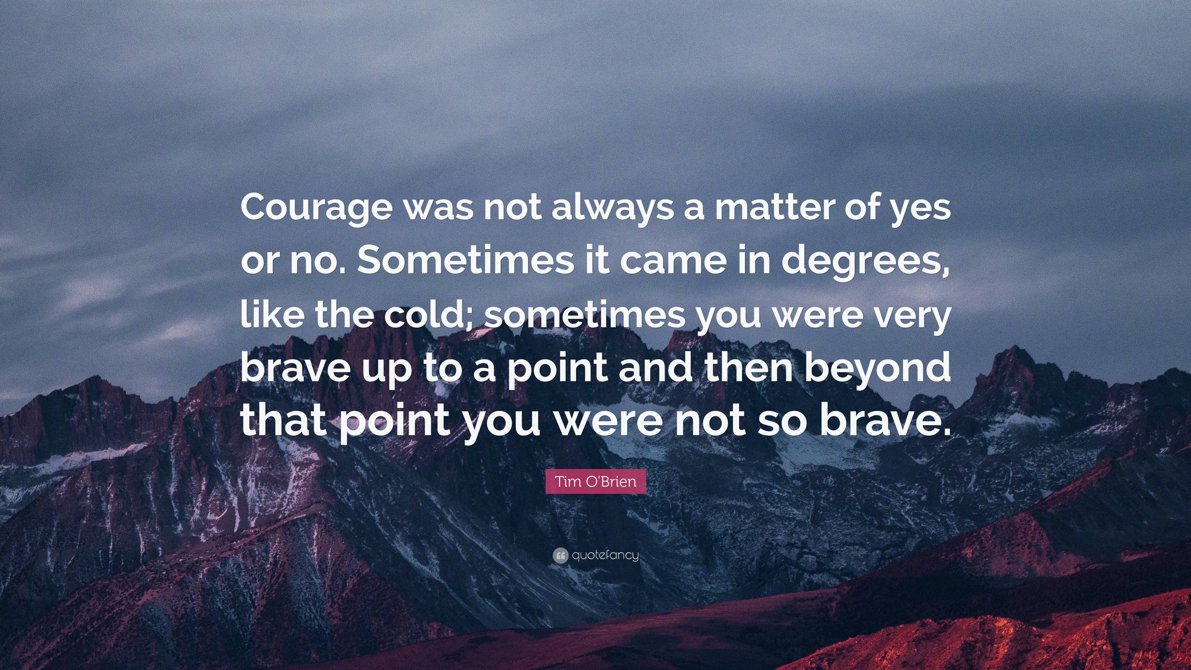 Tim O'Brien Quote: “Courage was not always a matter of yes or no ...