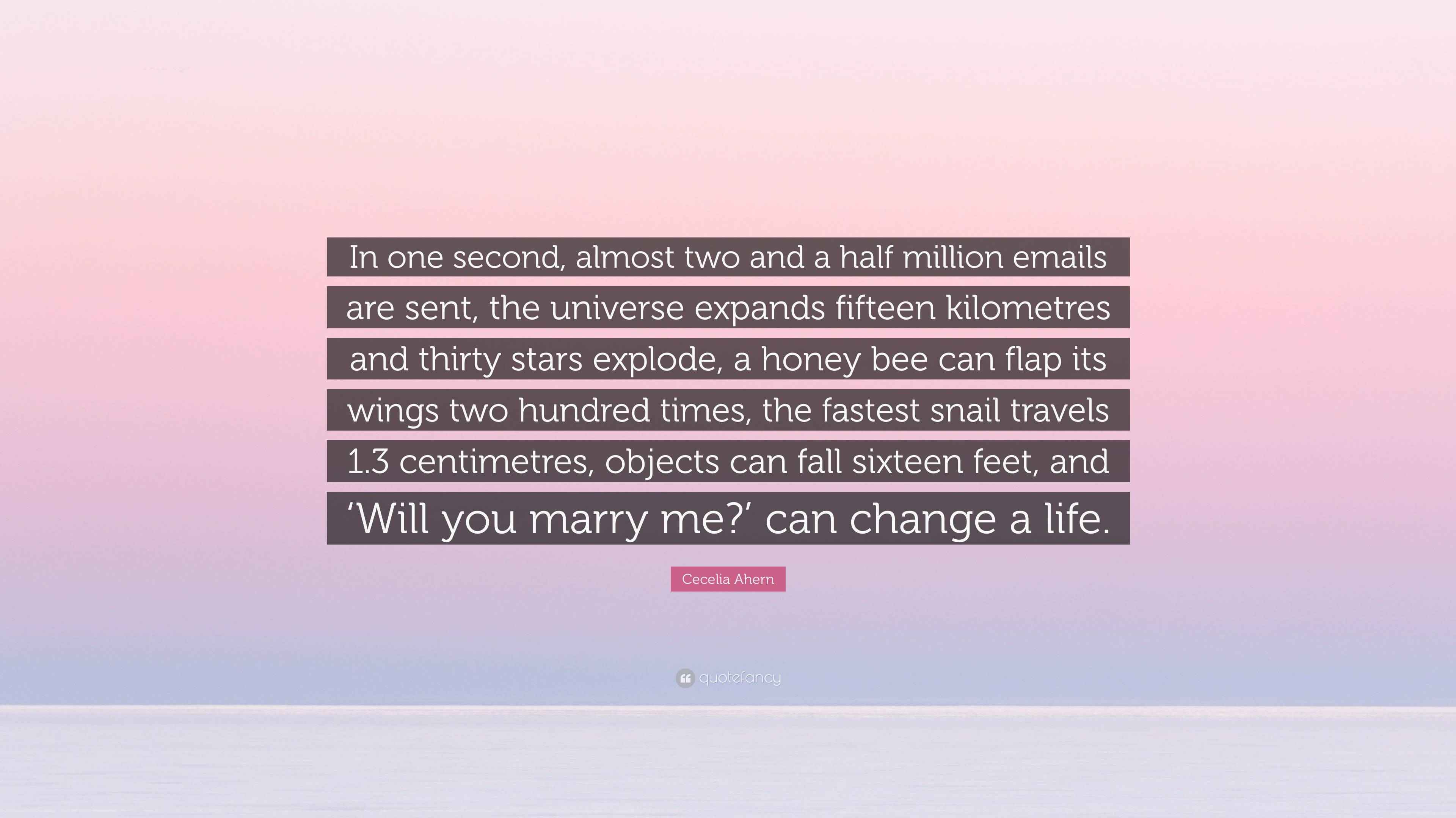 Cecelia Ahern Quote: “In one second, almost two and a half million ...