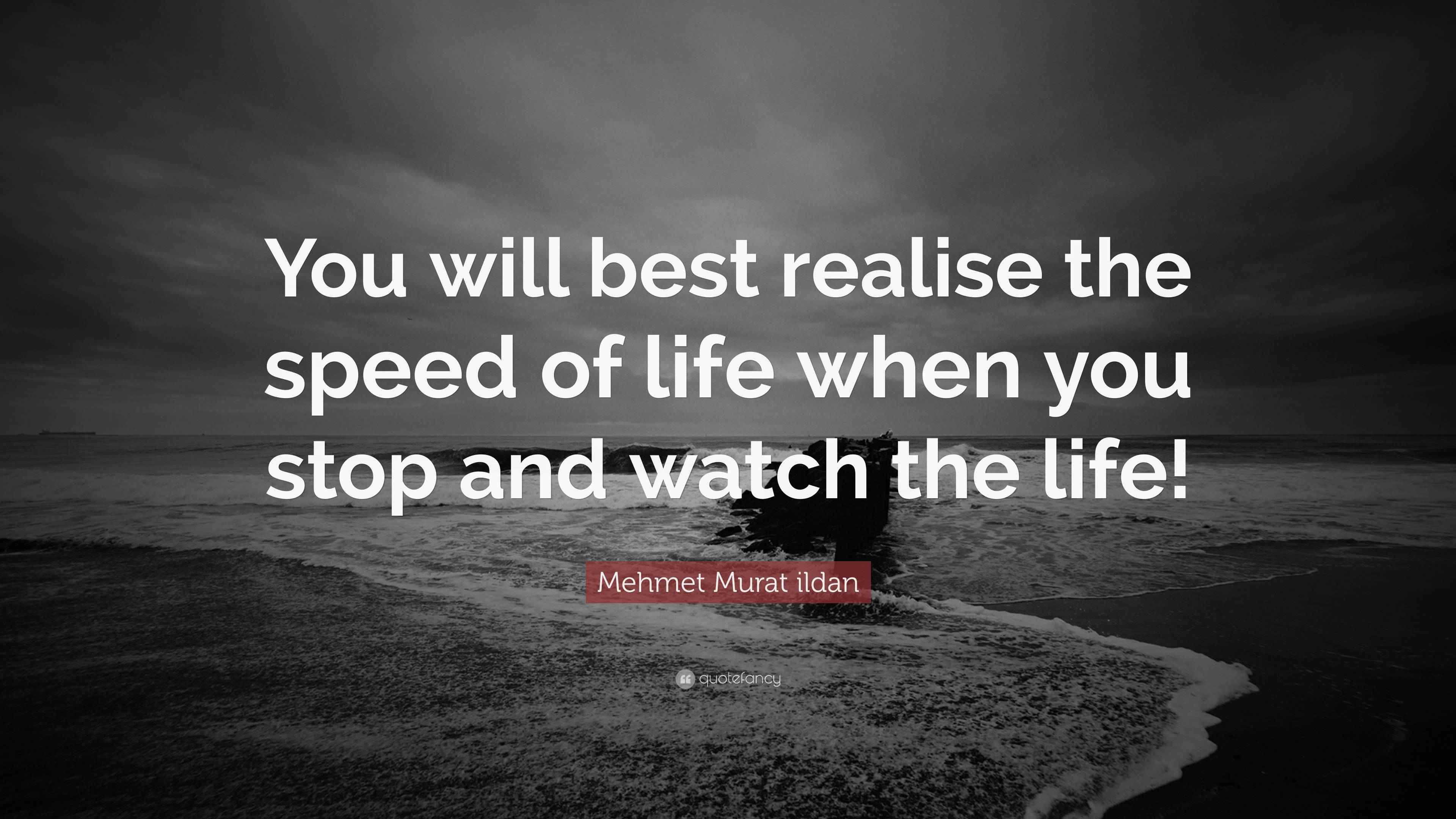 Mehmet Murat ildan Quote: “You will best realise the speed of life when ...