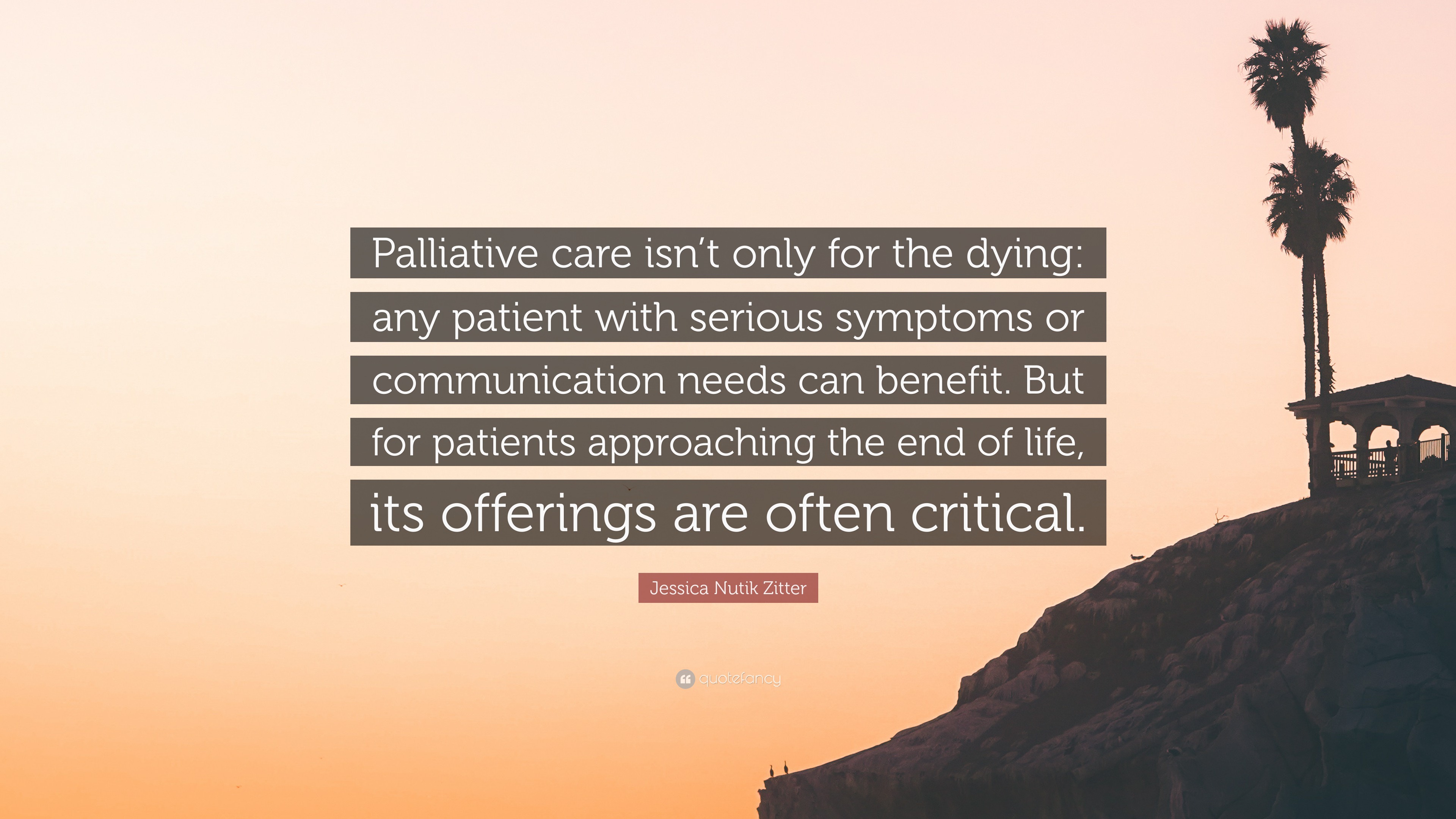 Jessica Nutik Zitter Quote: “Palliative care isn’t only for the dying ...
