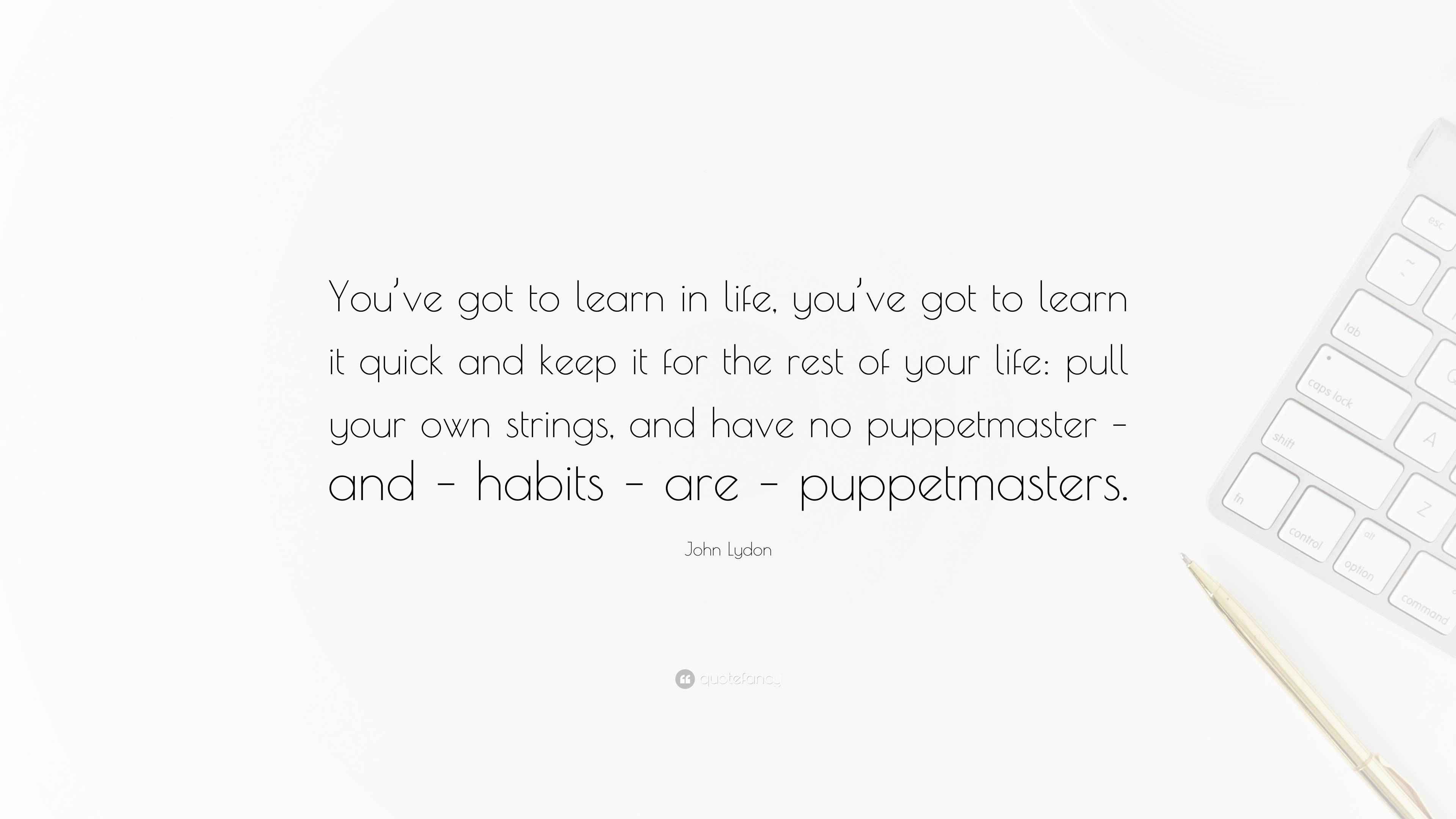 John Lydon Quote: “You’ve got to learn in life, you’ve got to learn it ...