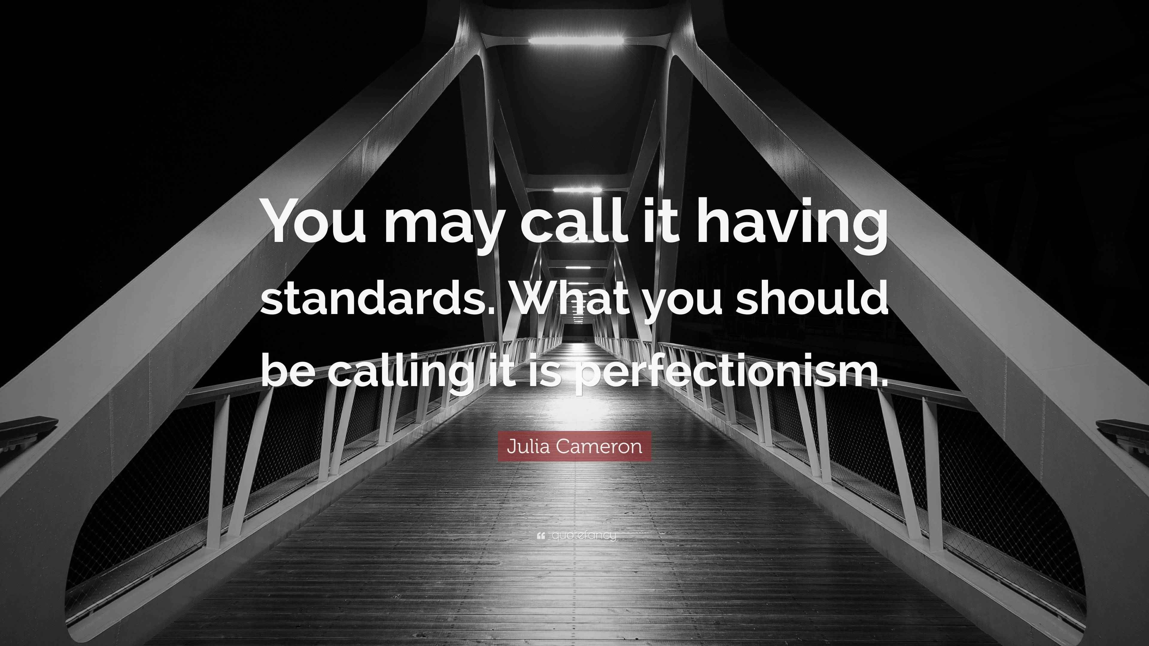 Julia Cameron Quote: “You may call it having standards. What you should ...