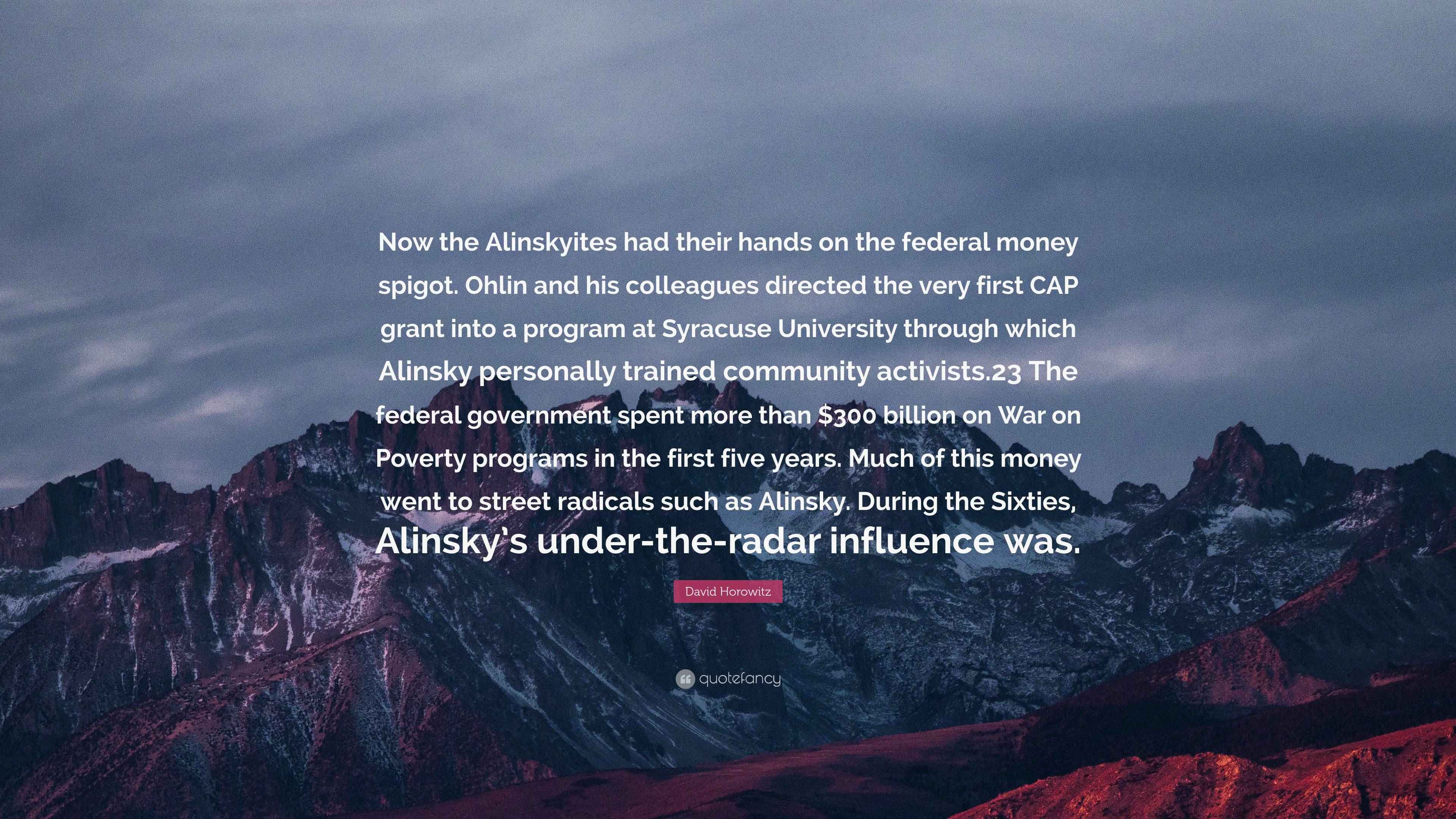 David Horowitz Quote: “Now the Alinskyites had their hands on the ...